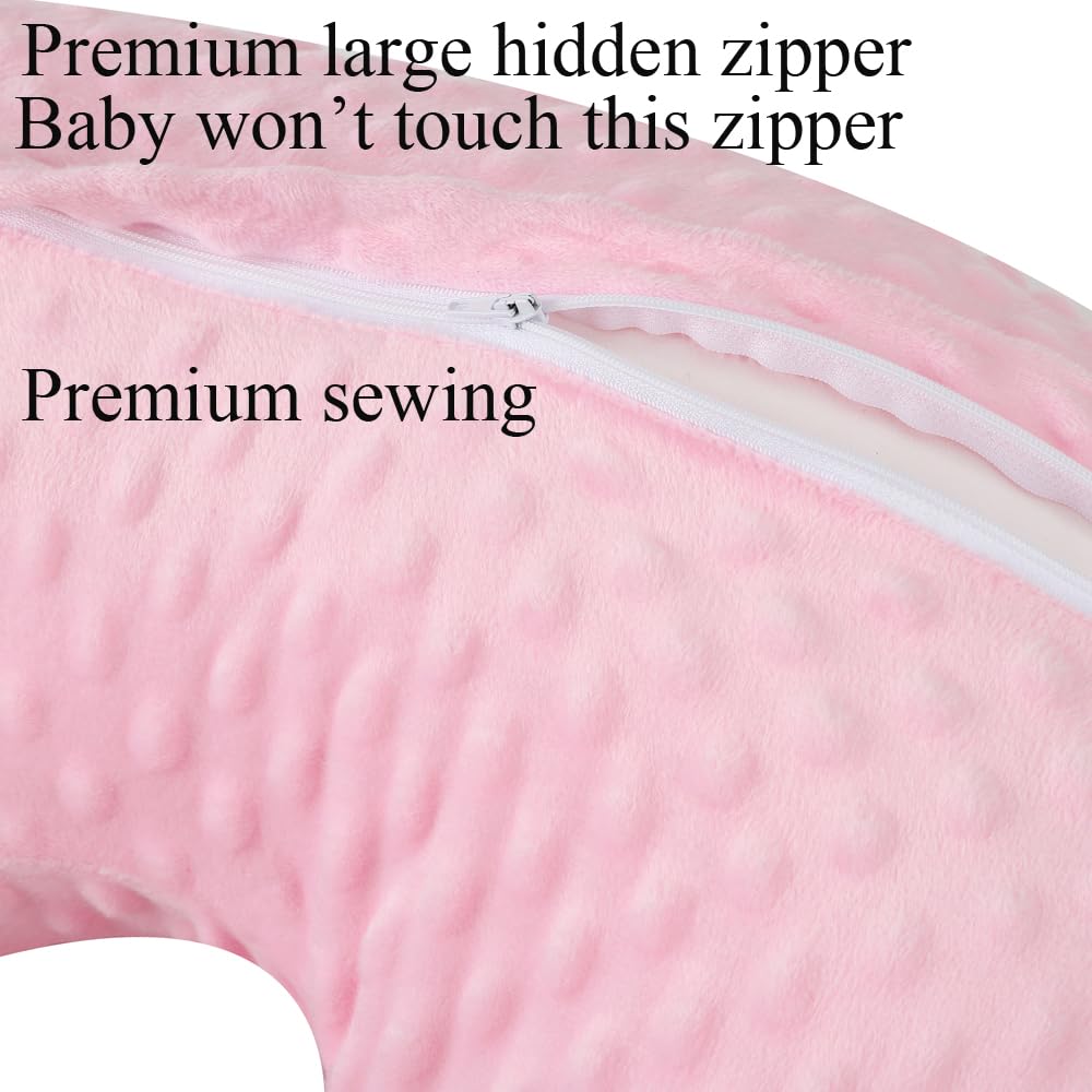 Minky Nursing Pillow Cover Set 2 Pack Nursing Pillow Slipcovers, Ultra Soft Compatible with Boppy Pillow,Standard Pillow for Baby Boy Girl Grey and Pink