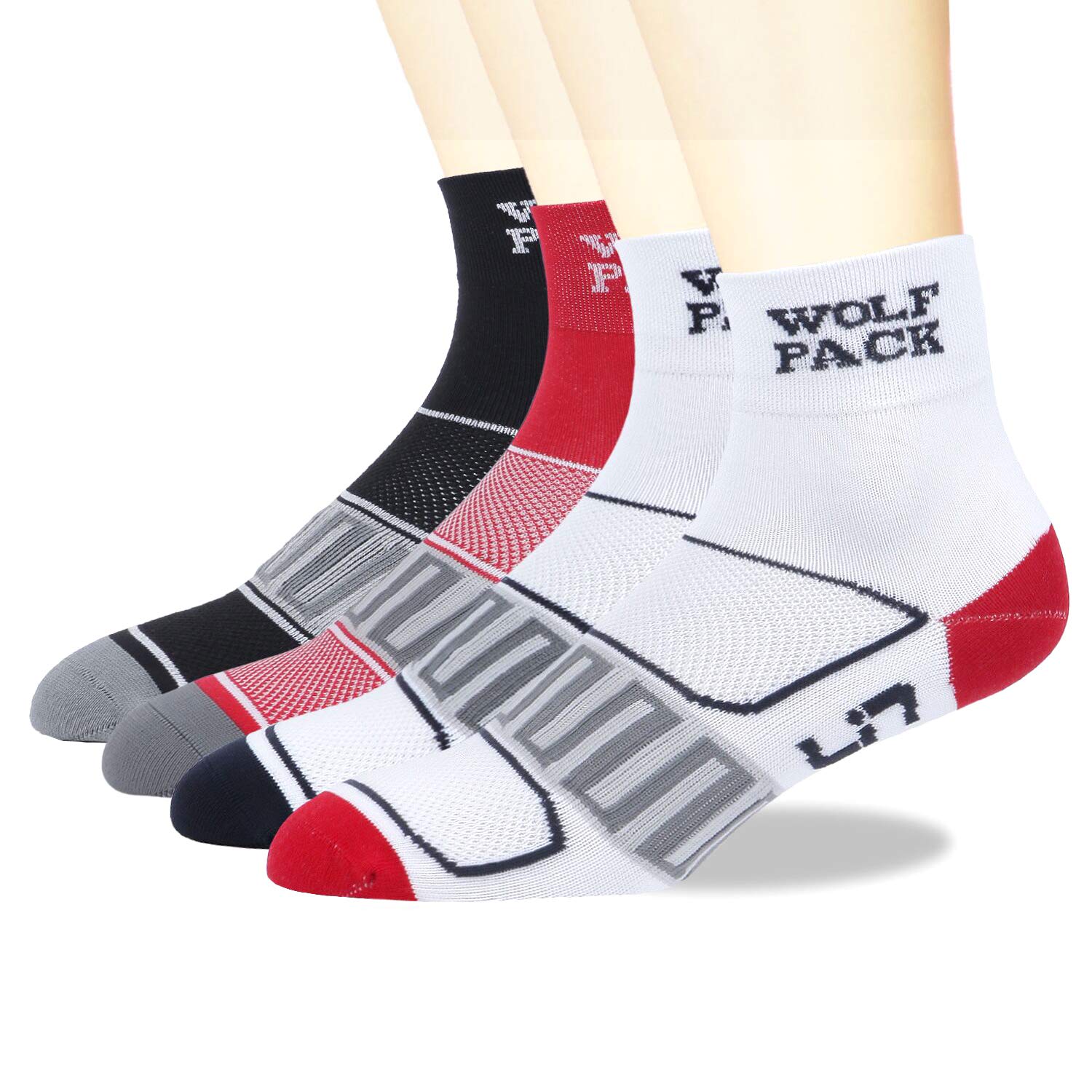 LIN 4 Pack Compression Cycling Socks for Men & Women Breathable Biking Sports Quarter Socks for Mountain Road Bike (M(9-11), Assorted-4 Pack)