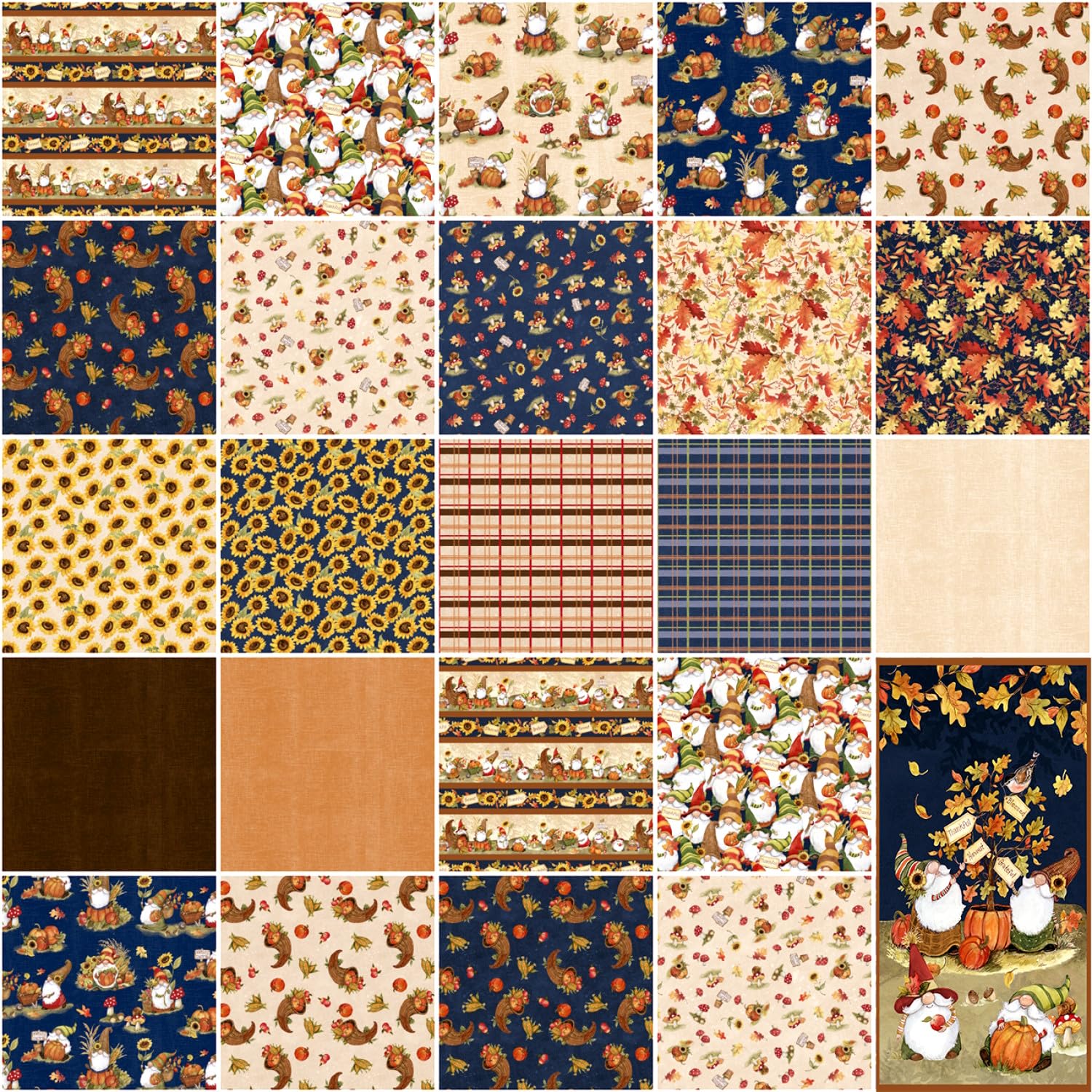 Wilmington Prints Gnome-Kin Patch 23.625" Fall Gnome Panel Multi, Fabric by The Panel