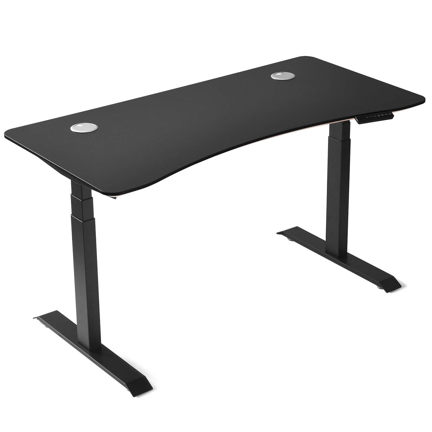 Lifease Height Adjustable Desk Electric Standing Desk Home Office Desk Dual Motor with Arc Desktop 4 Memory Setting (Black Frame+Black Desktop)