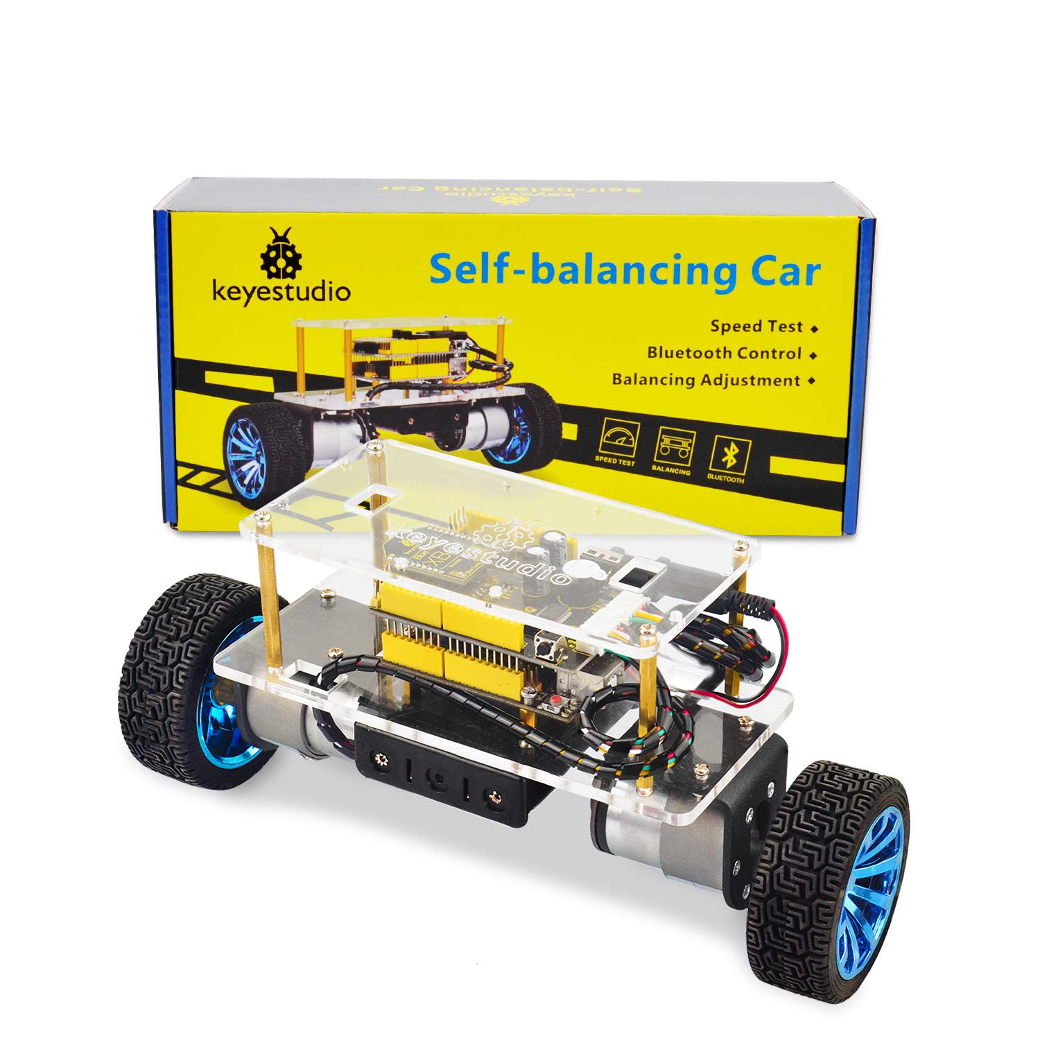 KEYESTUDIO Self-Balancing Robot Car Kit for Arduino DIY Project, Wireless Bluetooth Control, Strong DC Motors, Robotics and Electronics STEM Smart Car Kit for Adults to Build