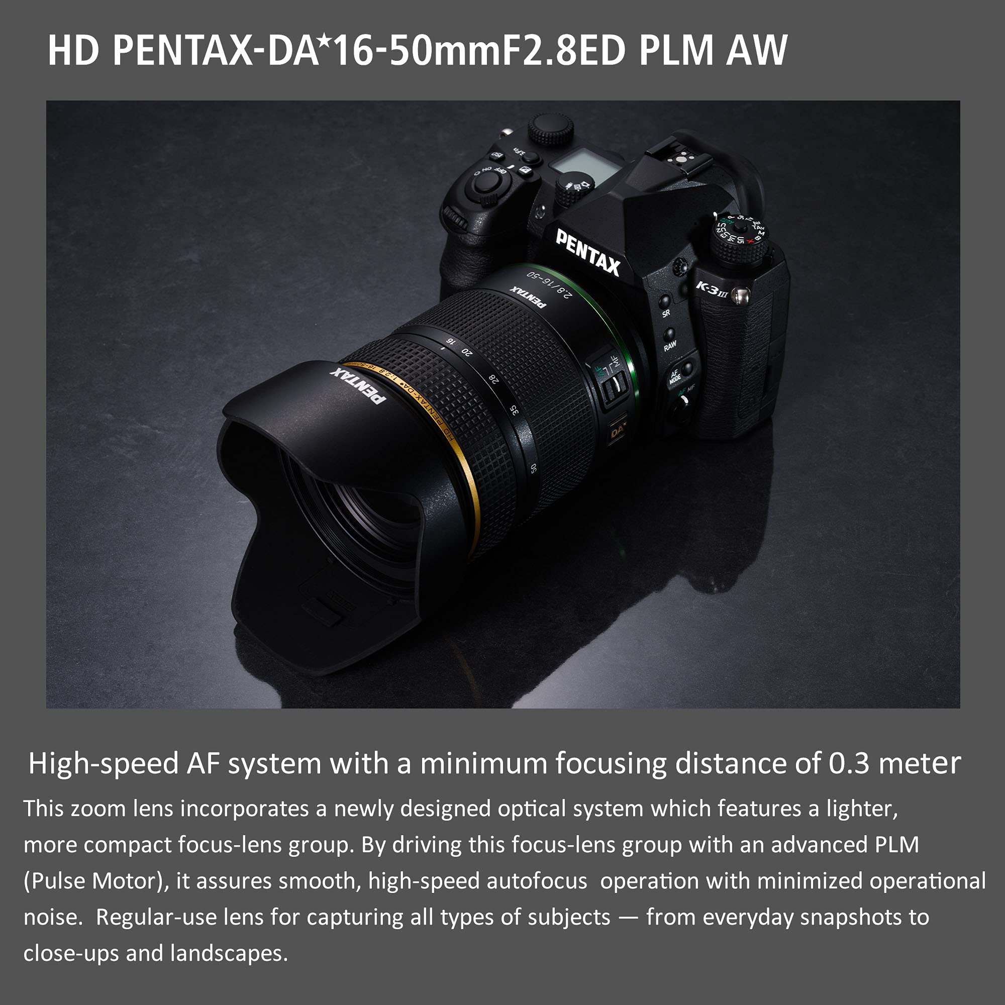 Pentax HD 16-50mm F2.8ED PLM AW Large-Aperture Standard Zoom Lens [High-Speed AF] [High-Performance HD Coating] [Dust-Proof/Weather-Resistant Construction] [Circular Diaphragm] (28030)
