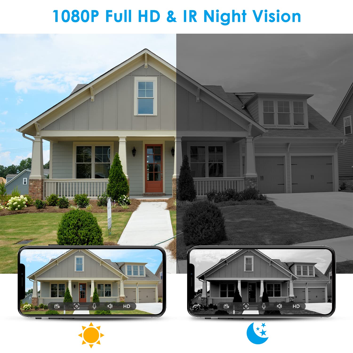 KAMEP Doorbell Camera Wireless with Chime,Video Doorbell Camera Support 2.4G WiFi,2-Way Audio/Voice Changer/PIR Motion Detection/145°Wide Angle Vision/IR Night Vision/Cloud Storage