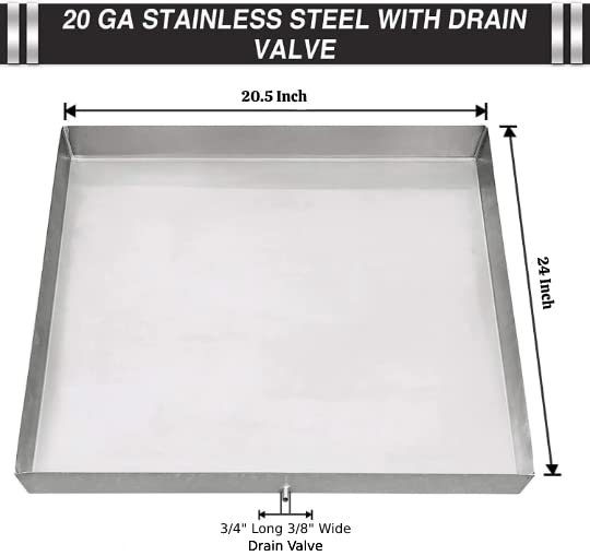 Pinnacle Woodcrafts 20.5 inches x 24 inches Stainless Steel Washing Machine Drip Pan: No-Rust Avoid Water Damage & Mold β Washing Machine tray with Custom Sizes β Welded Corners