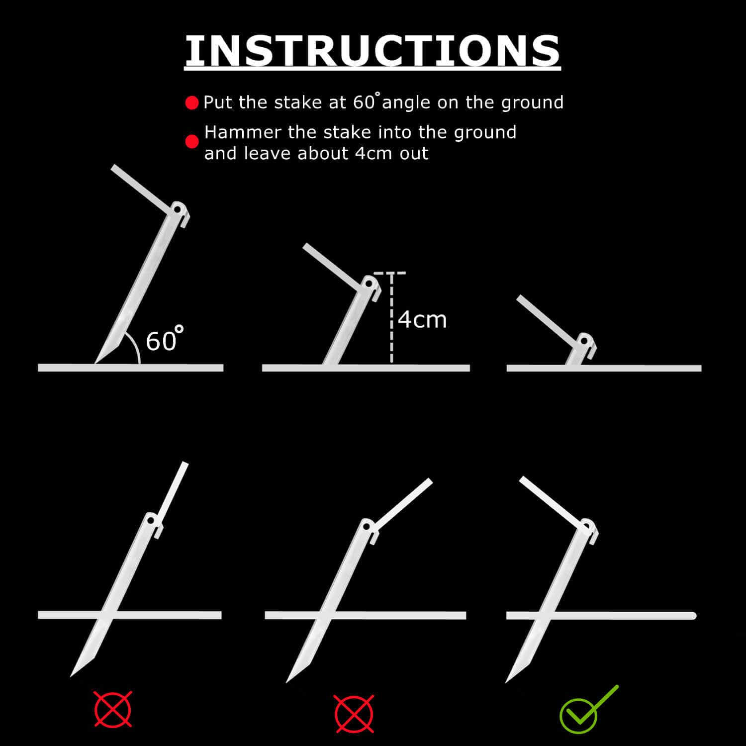 RUNGANG Plastic Tent Stakes, 11.8 Inch Heavy Duty Tent Pegs Canopy Stakes Ground Stakes for Camping, Backpacking, Outdoor and More (20 Pack)