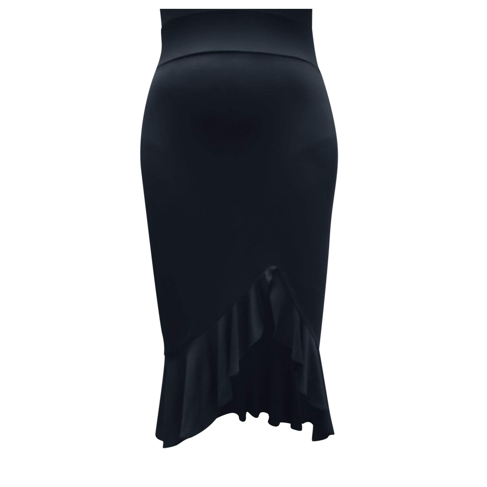 Pinkpaopao Women Off Shoulder Wrap Dress Side Split Ruffle Hem V-Neck Sleeveless Solid Color Midi Dress