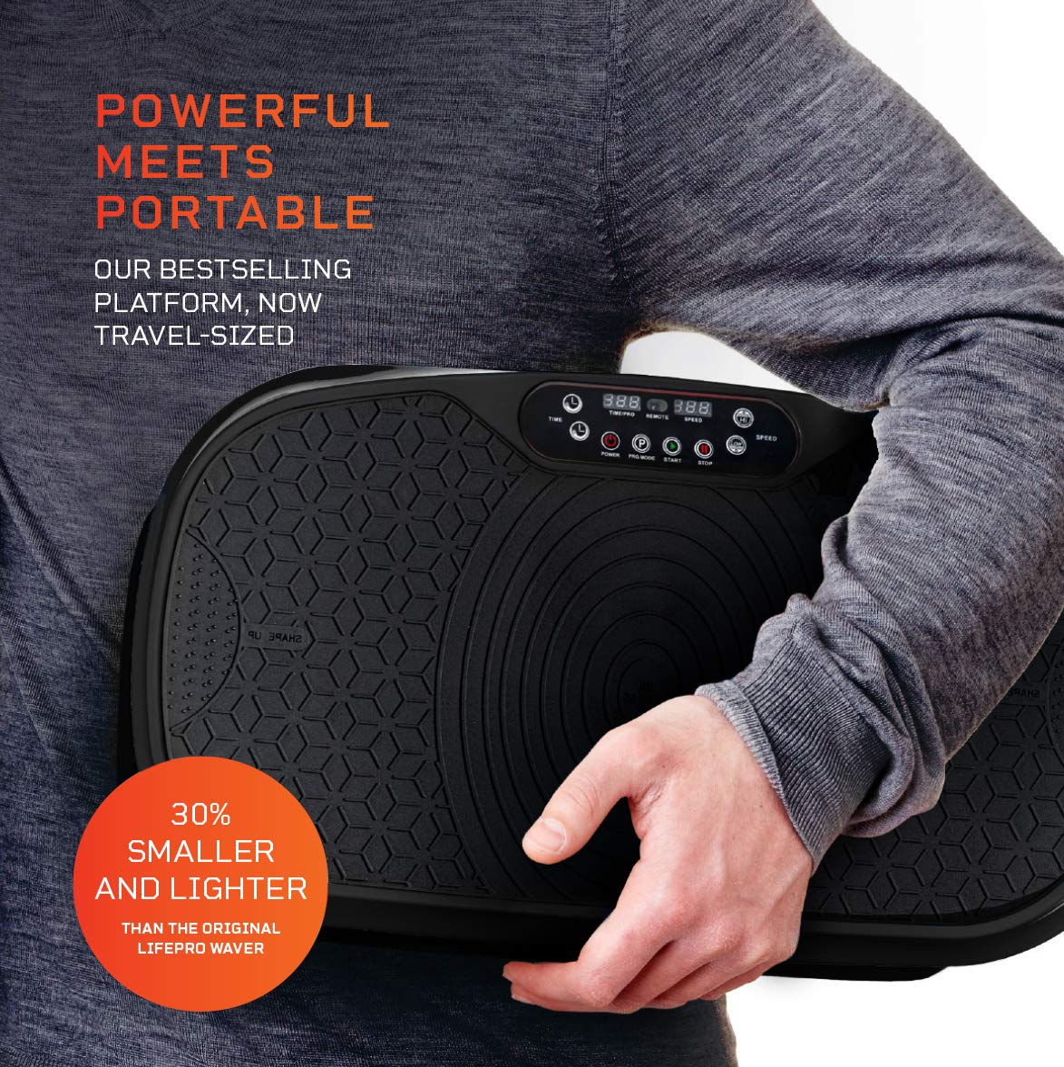 Lifepro Waver Mini Press Vibration Plate Exercise Machine | Portable Vibrating Platform for Whole Body Fitness, Lymphatic Drainage, Weight Loss, Power Push Ups, Pressotherapy | Max User Weight 265 lb