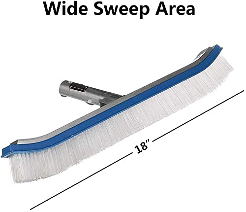 Pool Brush, 18" Pool Brushes for Cleaning Pool Walls, Premium Nylon Bristles Pool Brush Head with EZ Clip (Blue)