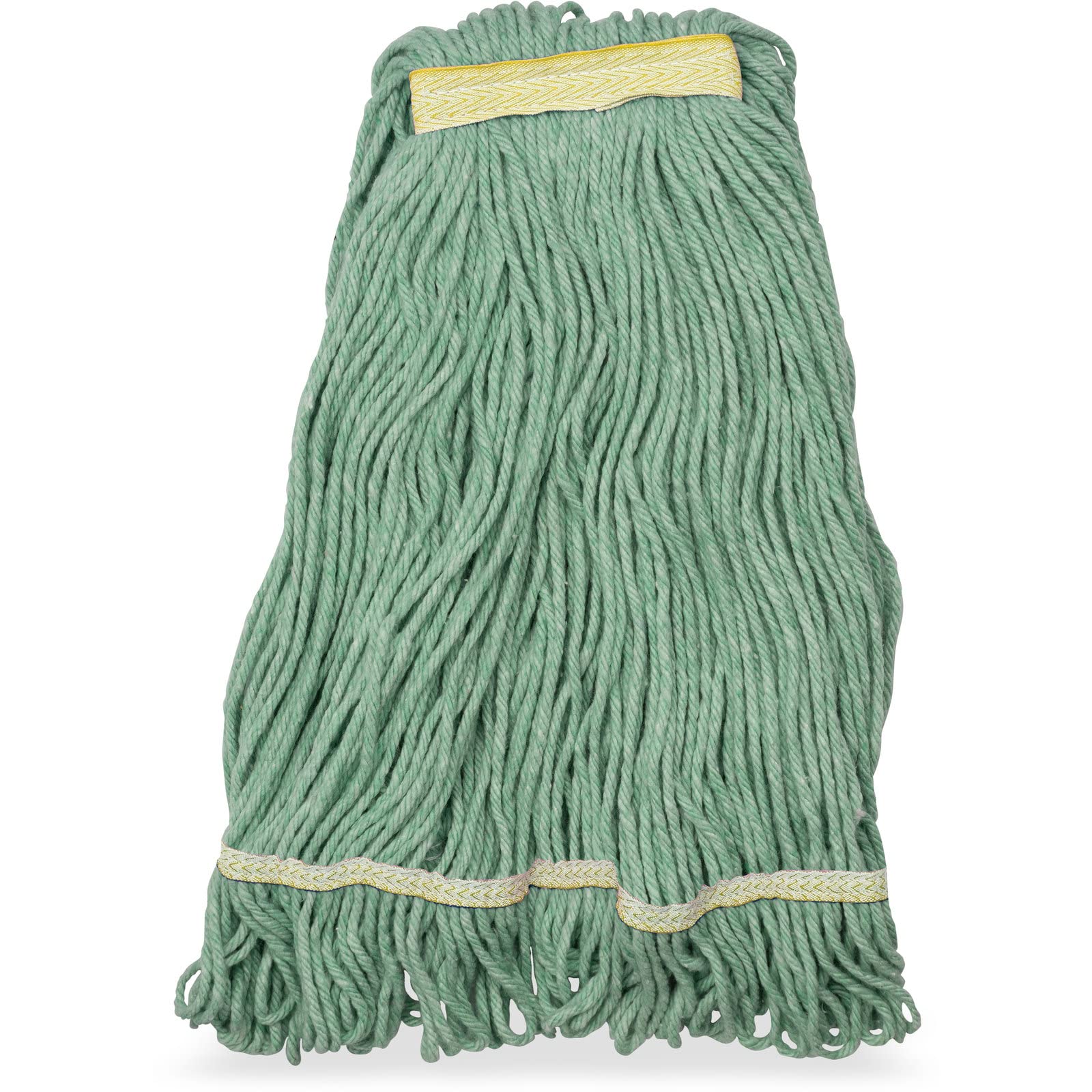 SPARTA Flo-Pac Acrylic Mop Head, Loop-Ended, Narrow Band with 1" Yellow Band for Organized Cleaning, Small, Green