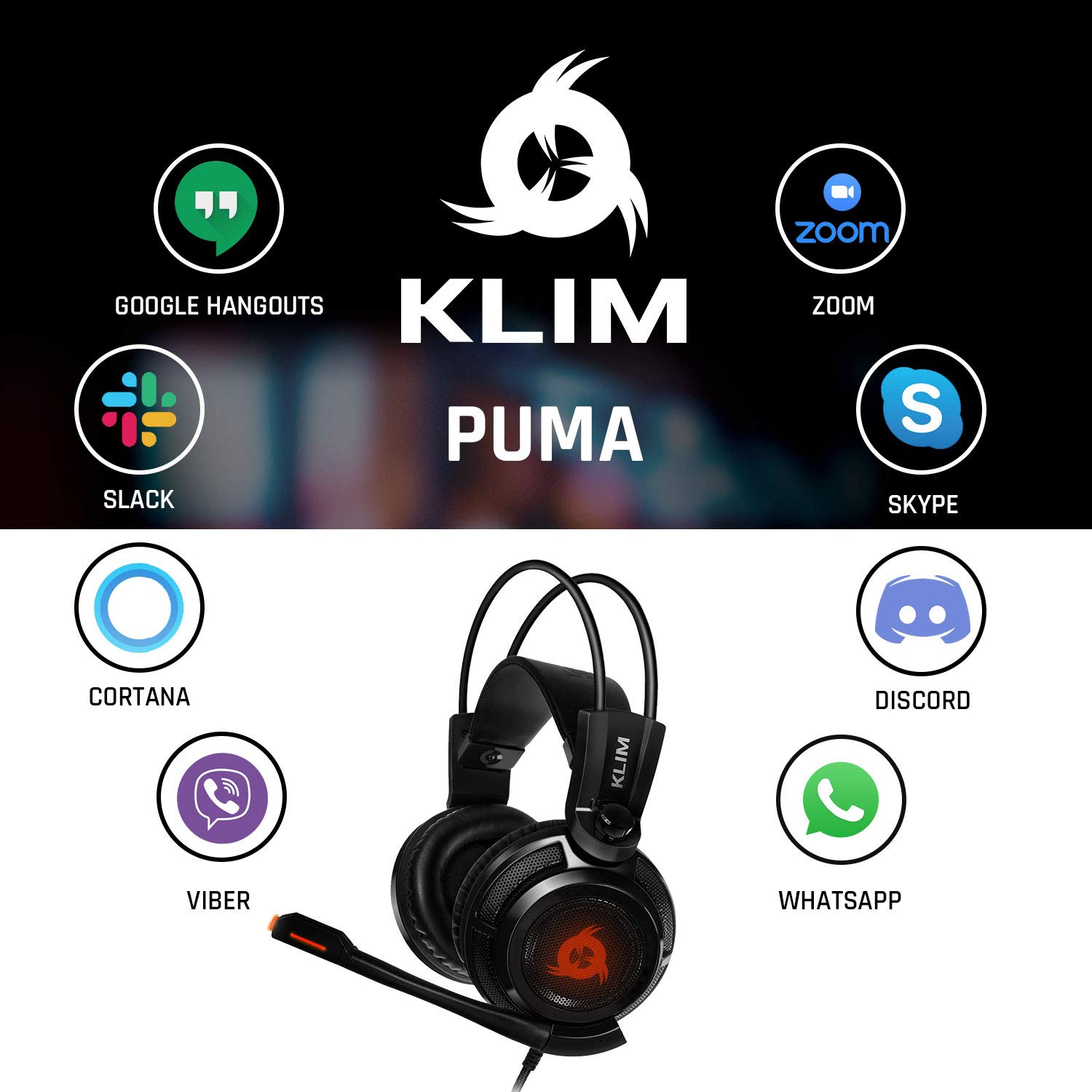 KLIM Puma - USB Gamer Headset with Mic - 7.1 Surround Sound Audio - Integrated Vibrations - Perfect for PC and PS4 Gaming - New Version - Black