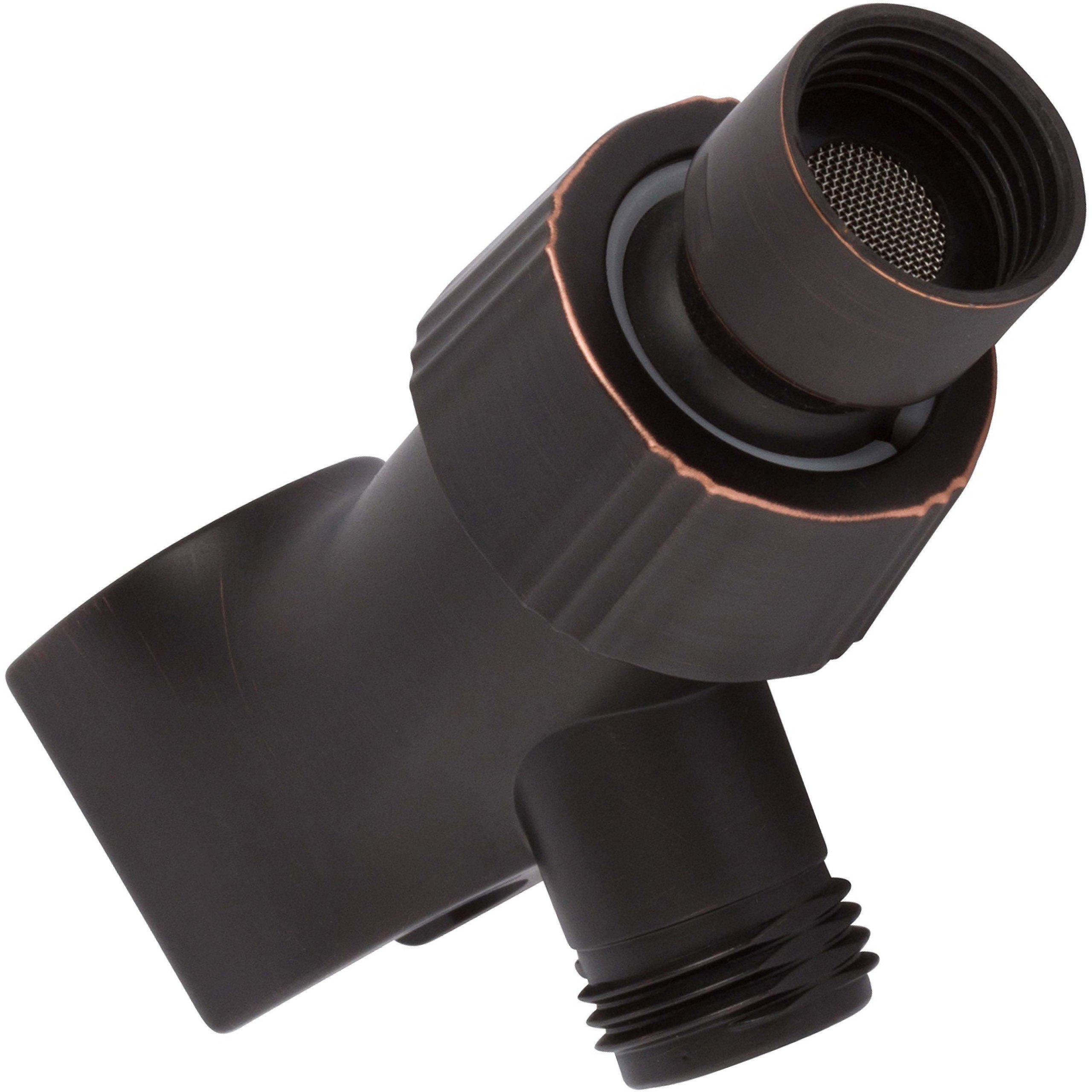 Shower Arm Bracket - Adjustable Handheld Shower Arm Mount & Holder With Brass Connector - Indoor And Outdoor Modern Bath Spa Fixture - Oil-Rubbed Bronze