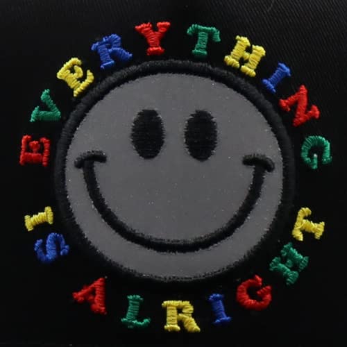 MU:KA: Smile Face Embroidery Trucker Hat Streetwear Vintage 5-Panel Trucker Hat Mesh Back Cap Snapback Graphic Hat (Black)