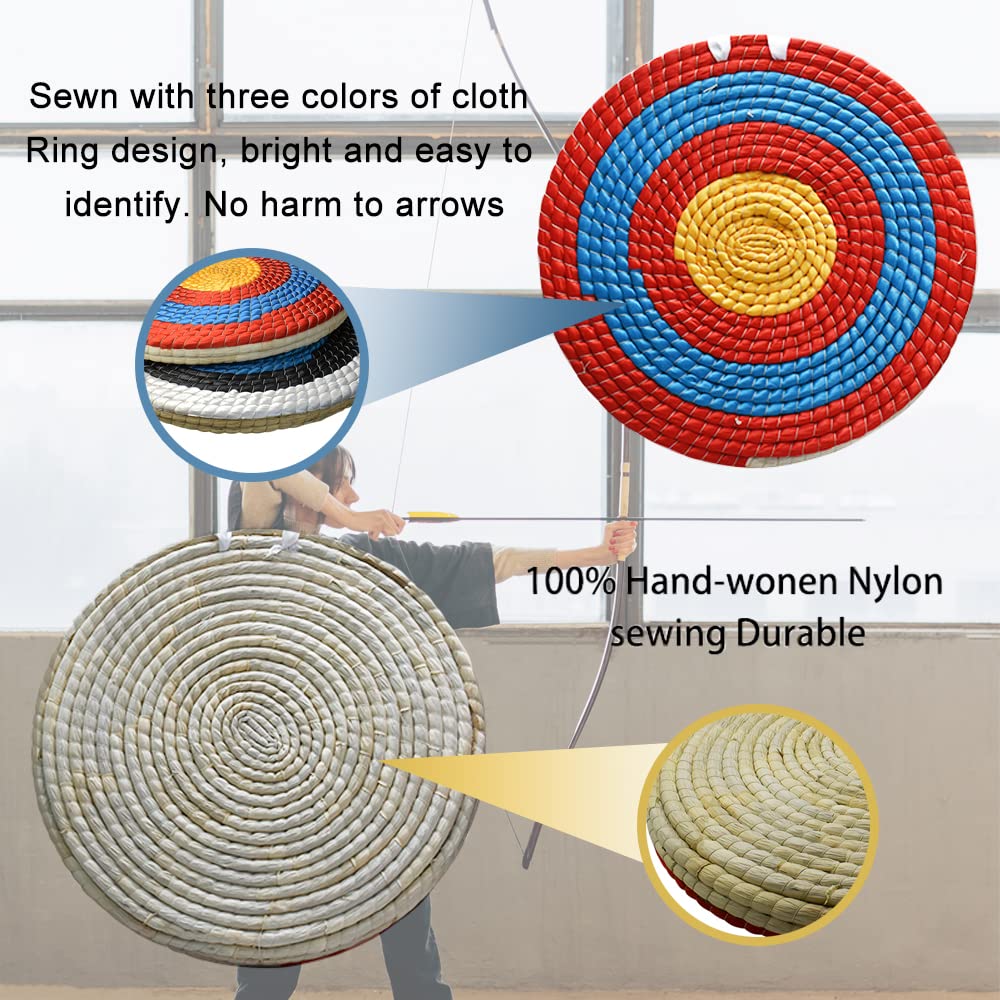 Runzkzy Archery Targets, 3 Layers Straw Arrow Targets for Shooting Outdoor, Traditional Handmade Archery Targets for Backyard, Youth Archery Target for Bow and Arrow Shooting Practice (Red)