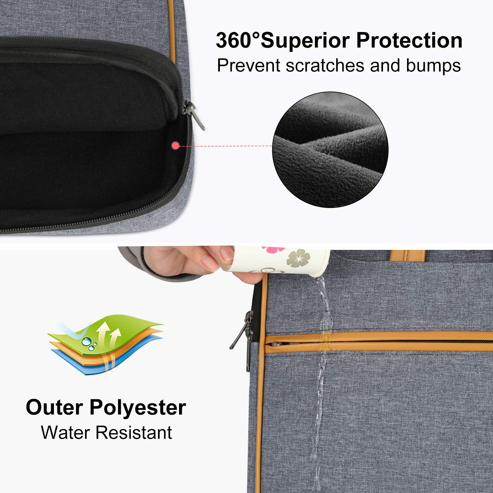 Laptop Case 13-14 inch Laptop Shoulder Bag Waterproof Computer Sleeve Carrying Business Bag for MacBook Air/Pro Notebook Portable Handle Laptop Messenger Bag Light Grey