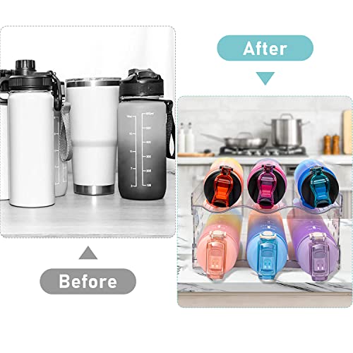 Meegoo Water Bottle Organizer, Stackable Bottle Storage Rack, Water Bottle Holder for Cabinets and Kitchen Countertops, 4 Pack Plastic Wine Rack/Drink Bottle Holder