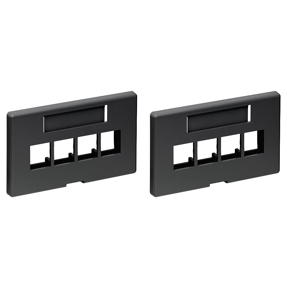 Leviton 49910-HE4 4-Port QuickPort Modular Furniture Faceplate (Herman Miller), Black (Pack of 2)