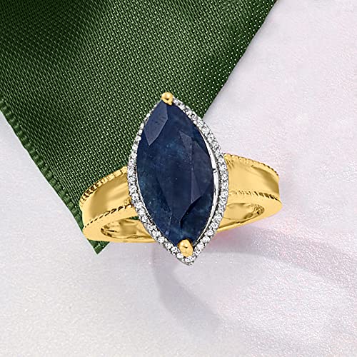 Ross-Simons 4.60 Carat Sapphire Ring With .12 ct. t.w. Diamonds in 18kt Gold Over Sterling. Size 6