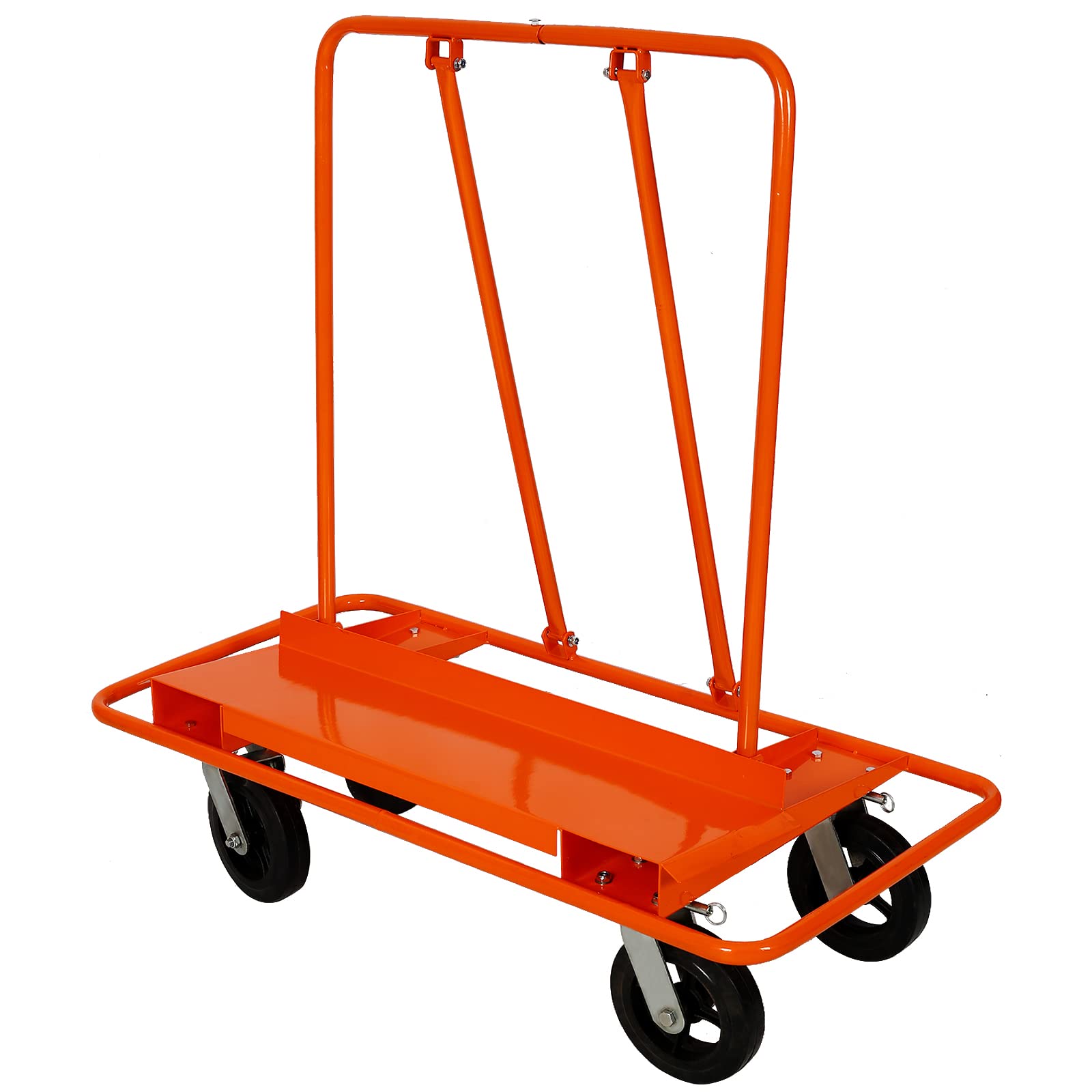 Veemuaro Drywall Sheet Cart, Heavy Duty Panel Dolly Cart 2400LBS Load Capacity with Four 8" Rubber Wheels, Rolling Dolly for Garage, Home, Warehouse (Orange)
