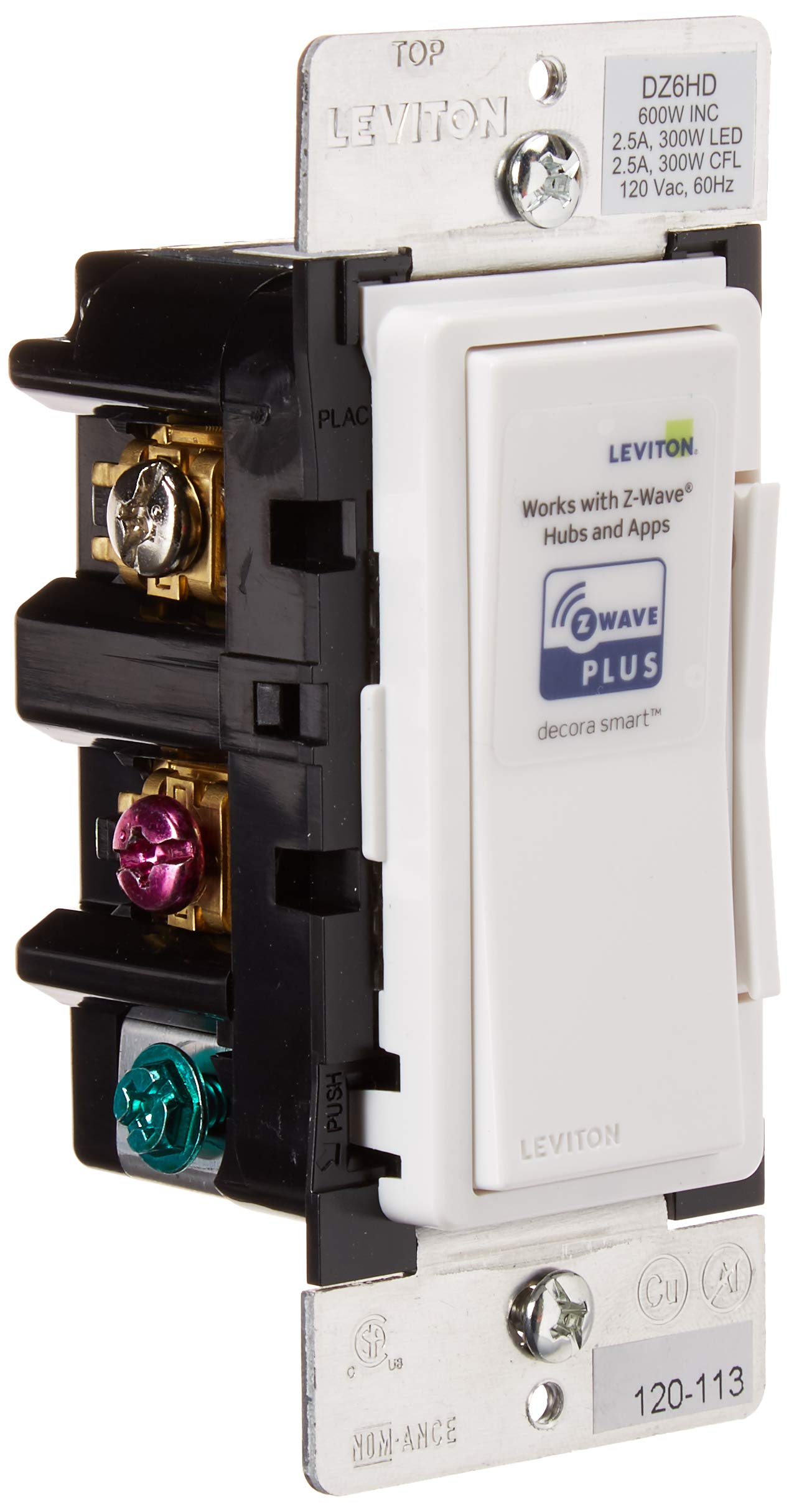 Leviton DZ6HD-1BZ Decora Smart 600W Dimmer with Z-Wave Technology, 10-Pack, White/Light Almond, Compatible with Alexa