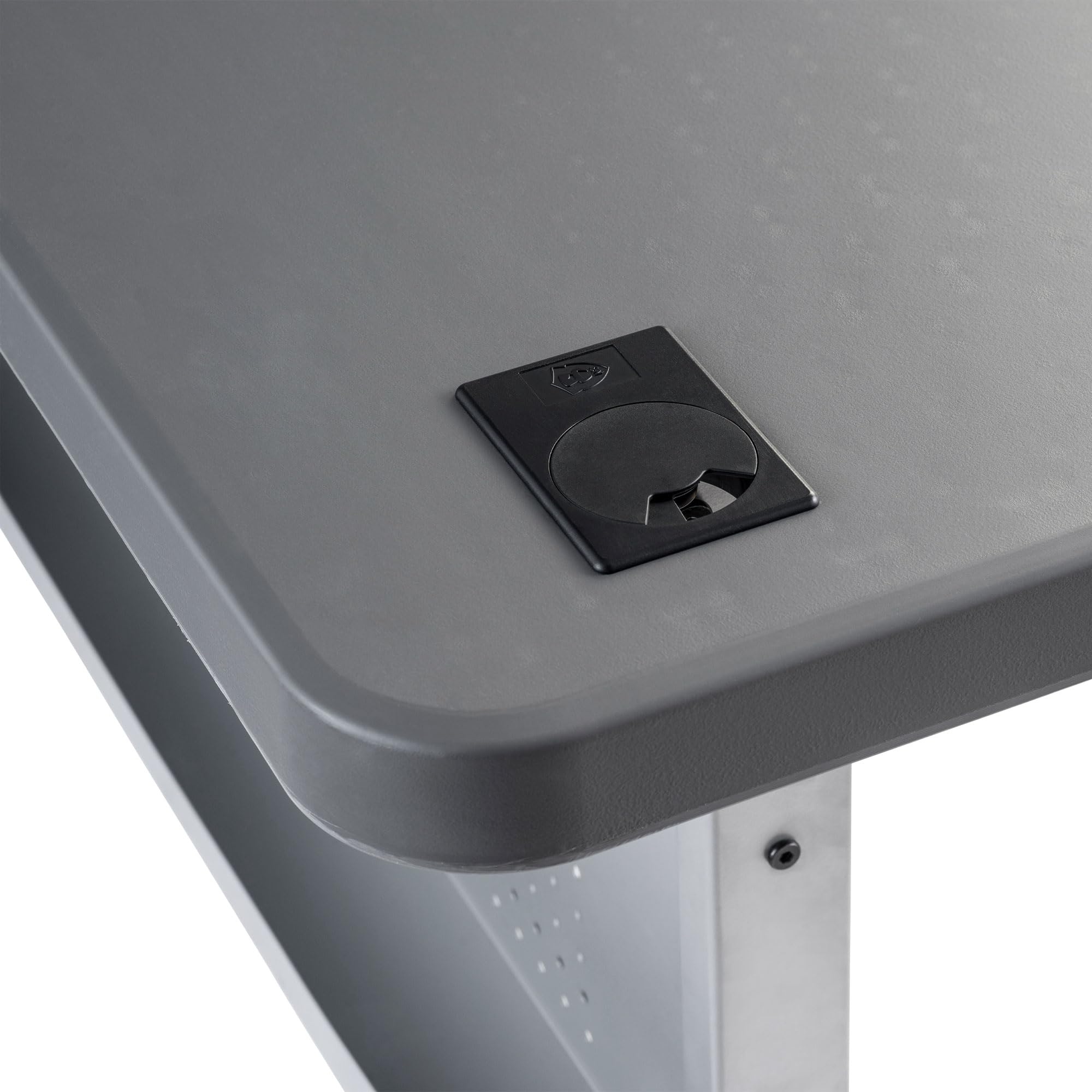 National Public Seating 24 x 72 Inch Flip N Store Blow-Molded Plastic Flipper Training Table with 4 Caster Wheels and 2 Grommet Holes, Charcoal Slate
