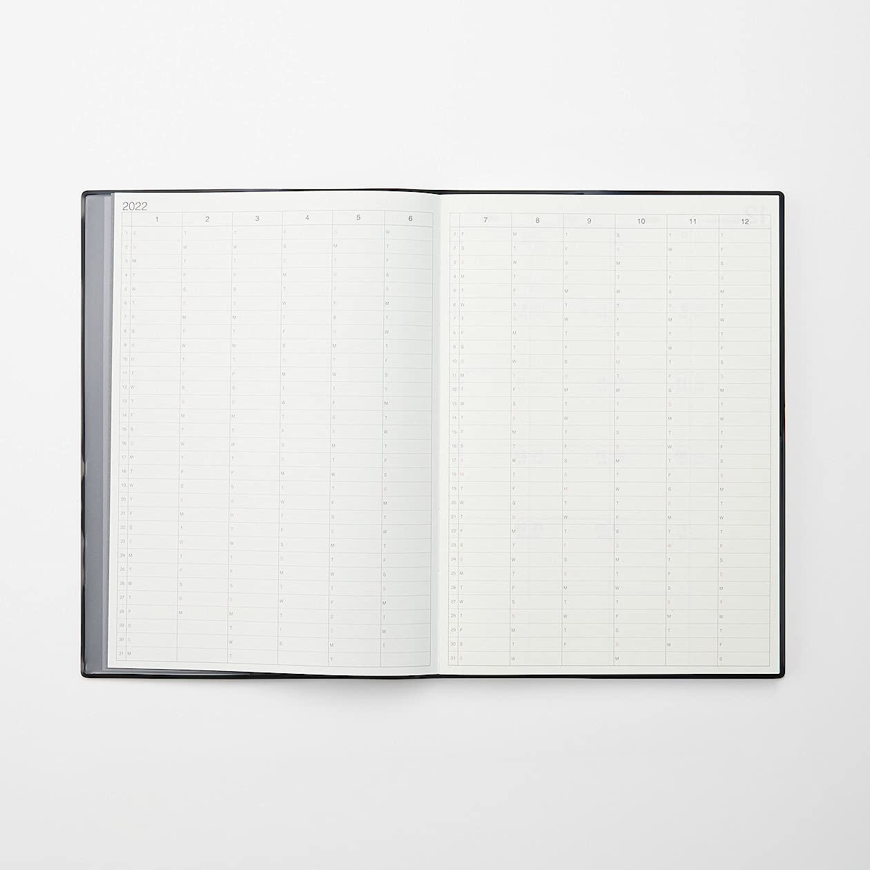 MUJI Monthly/Weekly Schedule Book 2022 B5 Size Dark Gray Beginning December 2021 Polyvinyl Chloride Cover Planner Scheduler