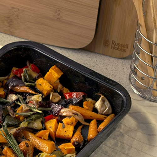Russell Hobbs BW000751AMZ Romano 26 cm Square Roasting Pan, Enamel Baking Tray, Oven Tin, Easy-to-Clean, Vitreous Enamel Coating, Oven and Dishwasher Safe, 2 Year Guarantee, Black