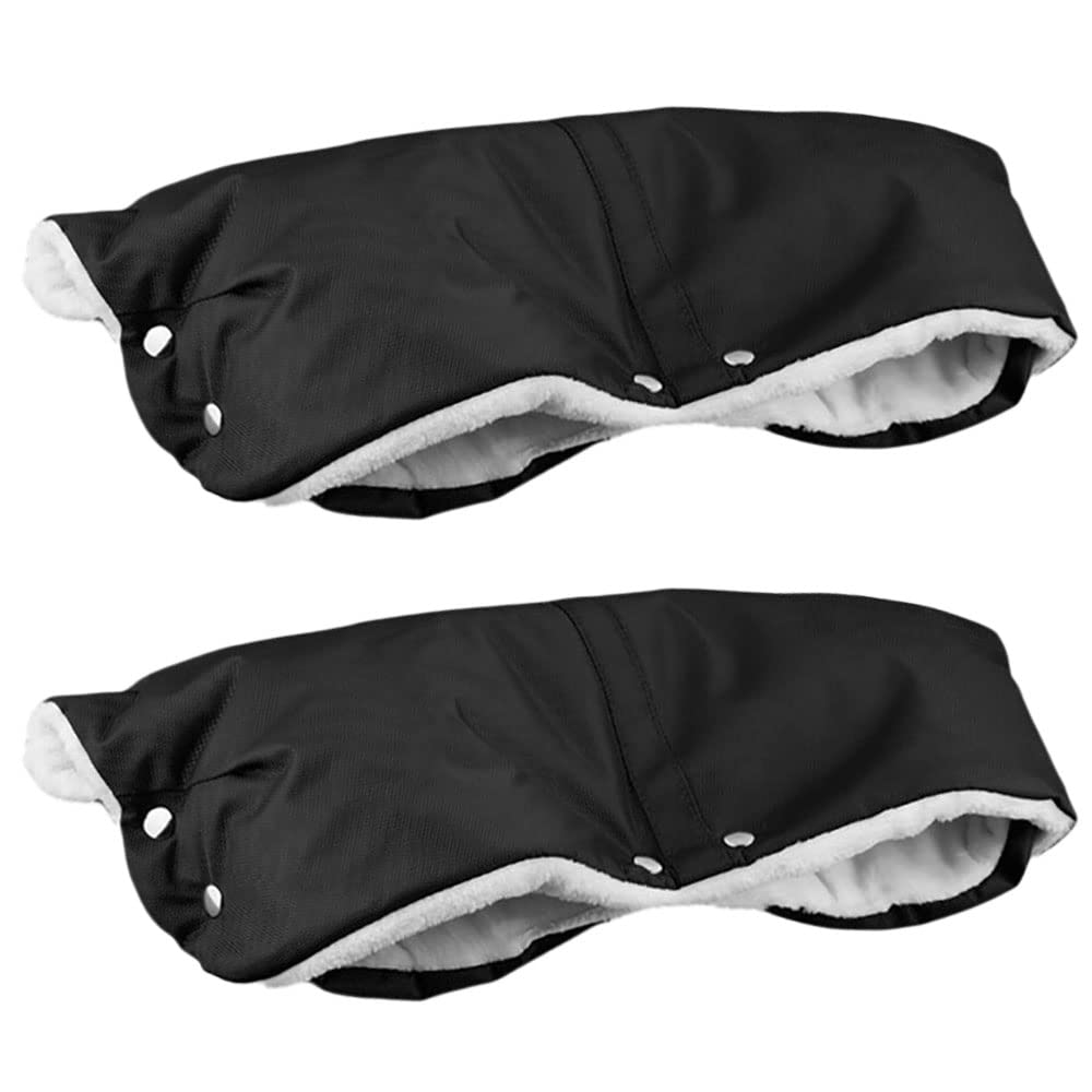 Stroller Hand Muff, 2 Pack Winter Extra Thick Pushchair Gloves Keep Warm for Parents and Caregivers in Cold Weather Anti-Freeze Windproof Snow-Proof (Black)