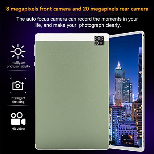LMOLING 8 Inch Tablet, 4GB RAM 64GB ROM Calling Tablet, Support 128G TF Card, 1920X1200 IPS, 100‑240V Green Tablet Computer with Dual Camera(USA)