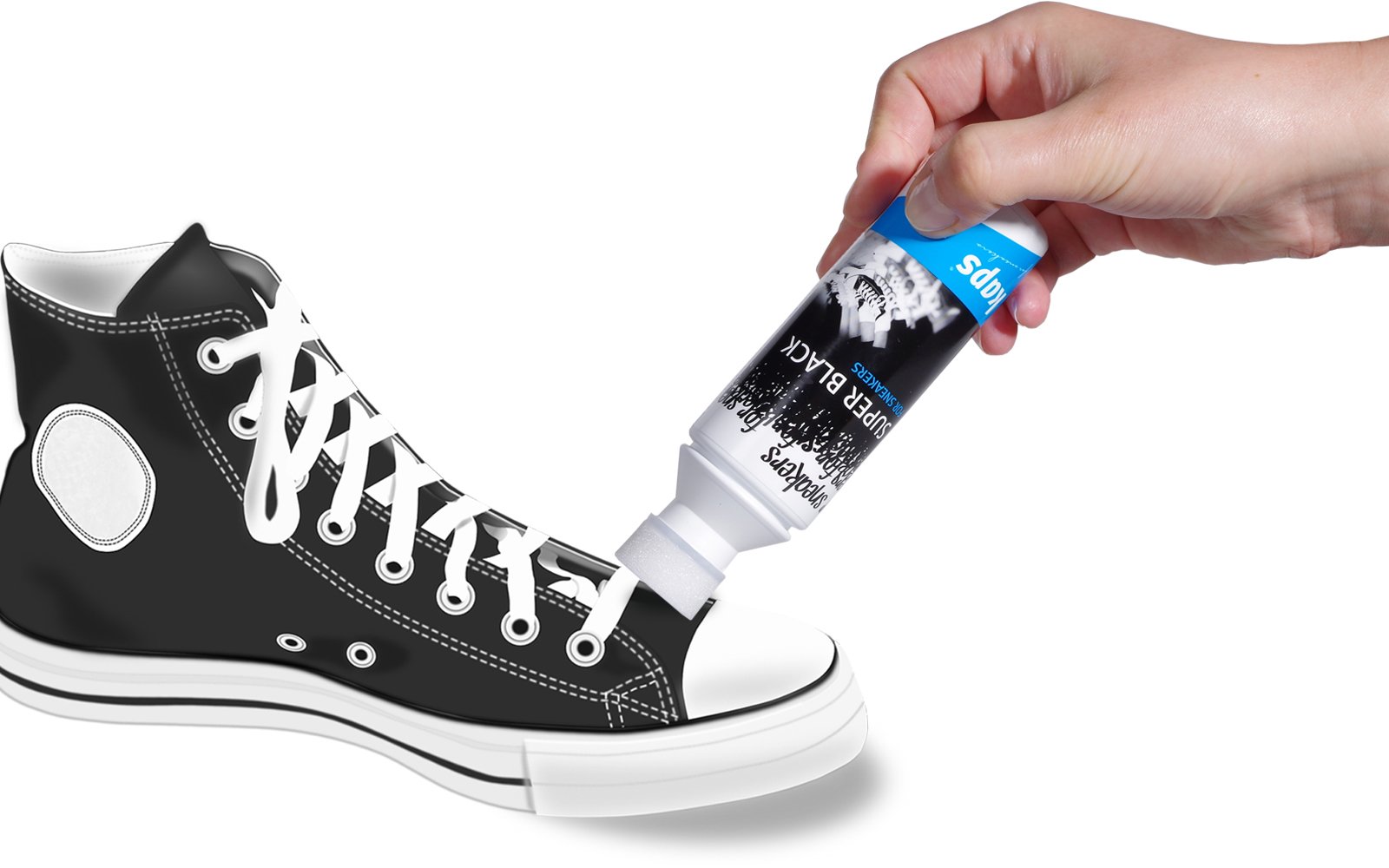 Kaps Super Black Colour Restore for Sneakers and Casual Shoes, Leather and Textile - 75ml - 2.53 fl oz. - Black