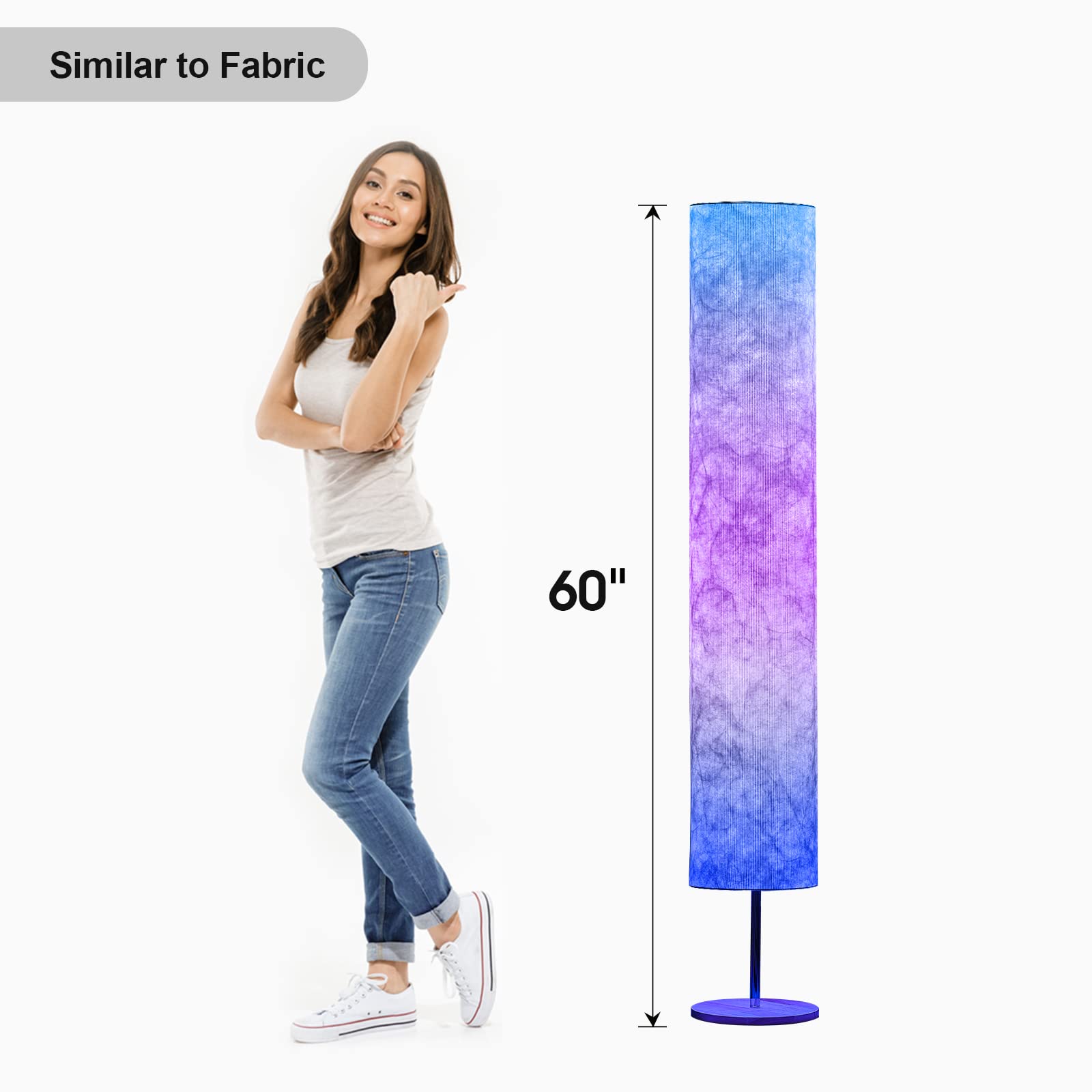 LONRISWAY RGB Color Changing Led Floor Lamp, Smart Lamp with Alexa Voice Control, Remote & WiFi APP Control, Music Sync and White Fabric Shade, Standing Lamp for Living Room Bedroom Game Room
