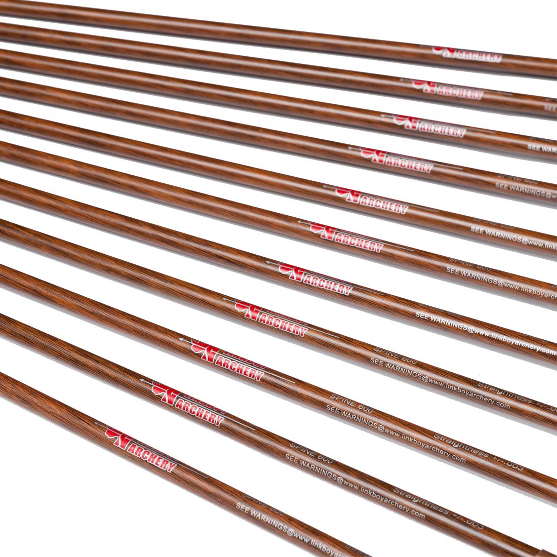 Linkboy Archery Carbon Arrows Hunting Target Arrows Wood Skin with Removable Tip for Compound Recurve Long Bows, Spine 300 400 450 500 600, Pack of 6/12PCS (SP300 32" 12PCS)