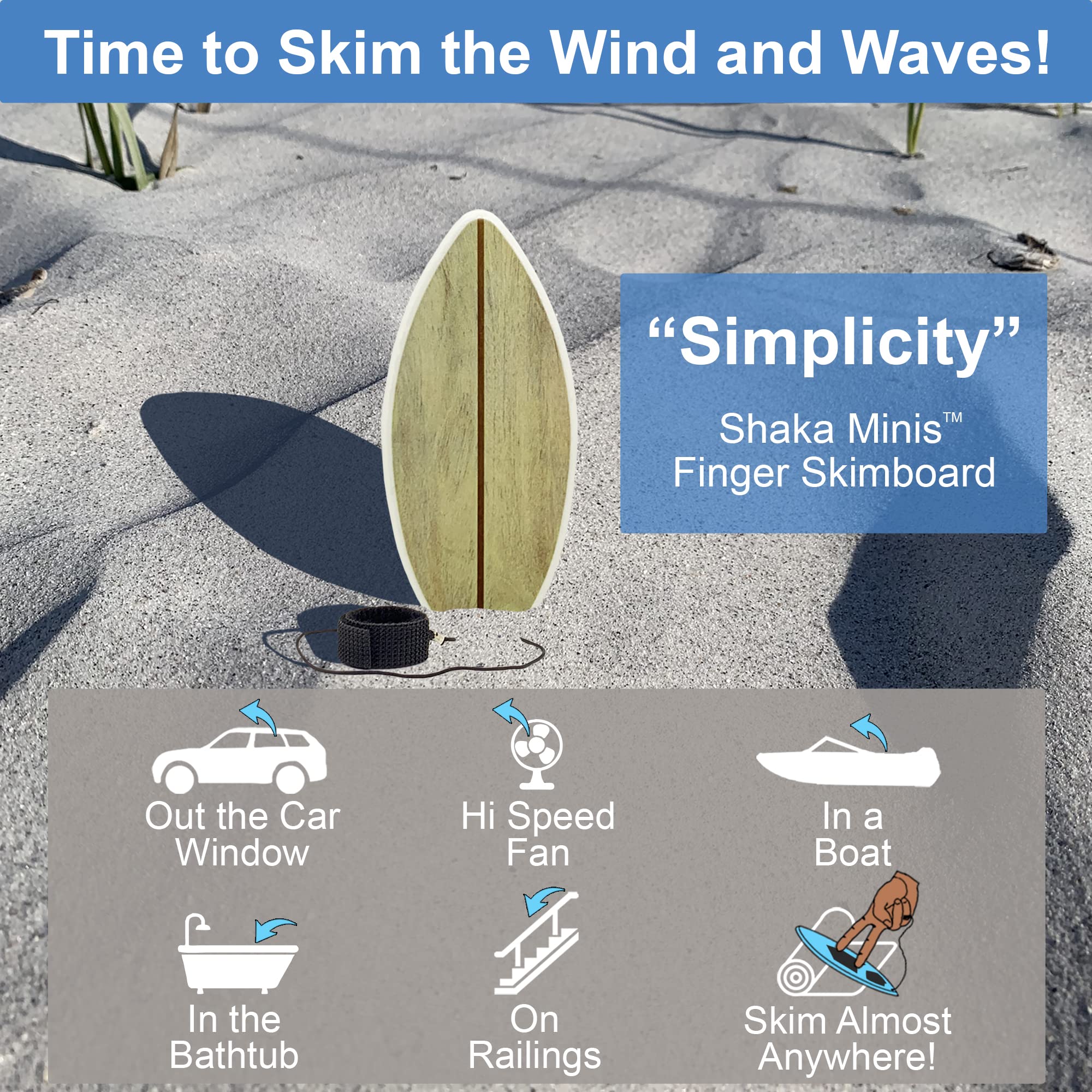 Shaka Minis Finger Skimboard | Finger Surfboard - Skim and Surf The Wind, Waves and Almost Anywhere (Simplicity)