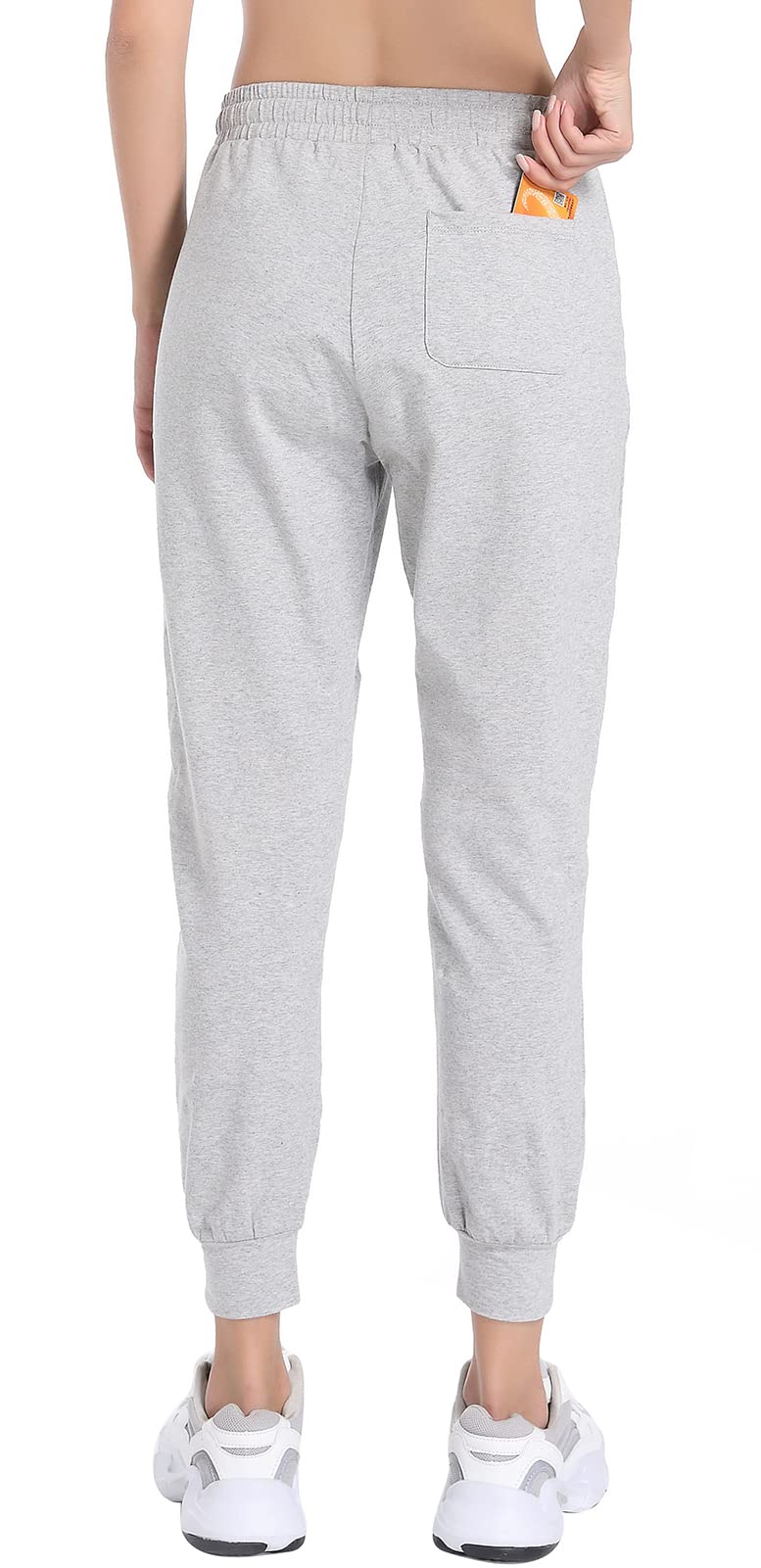 S Spowind Women's Cotton Jogger Sweat Pants with Pockets Lightweight Tapered Track Sweatpants for Running Athletic Yoga Lounge Black