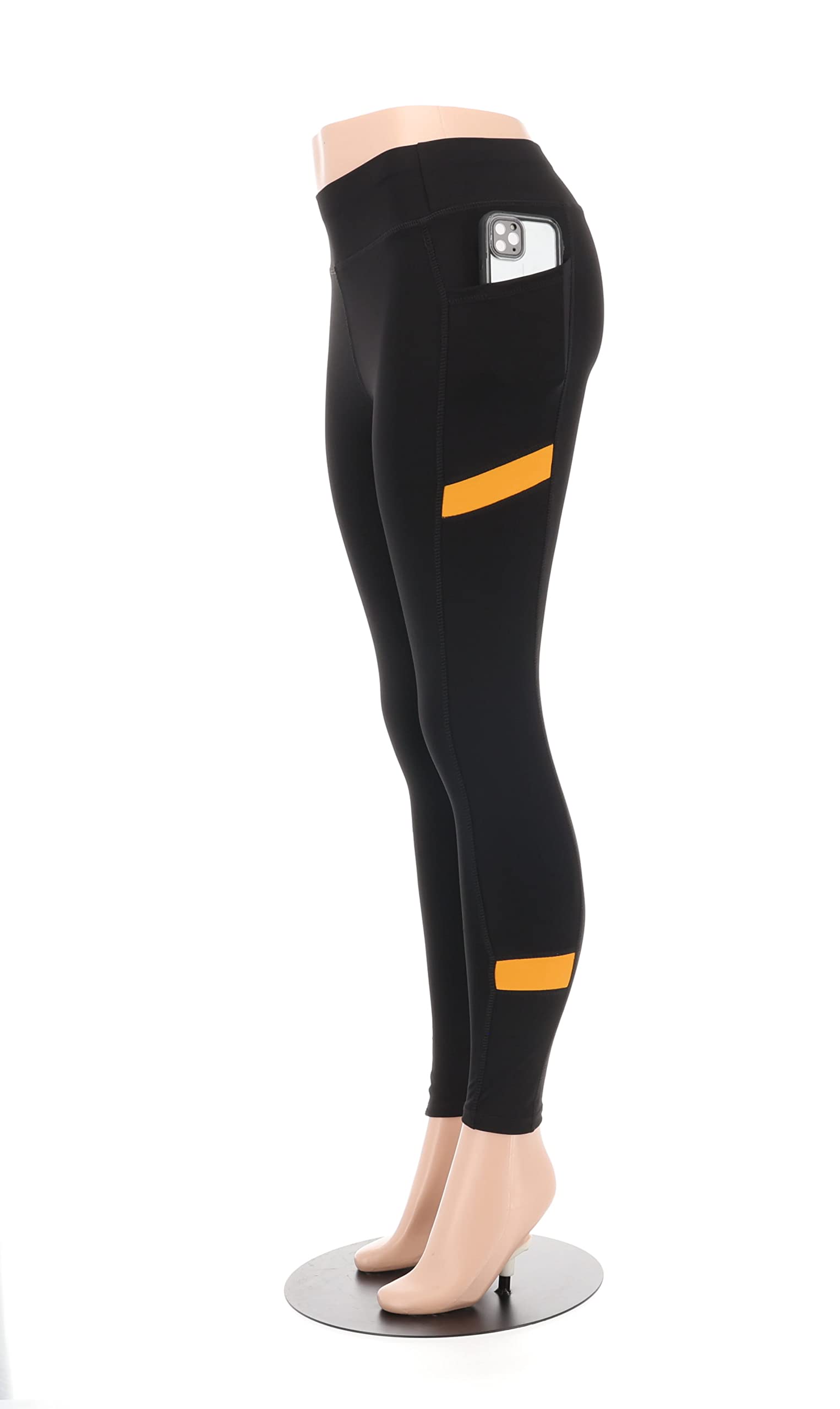 Pittsburgh Women's Rhinestone High West Football Team Color Athletic Leggings Yoga Pants with Side Pockets (Medium) Black
