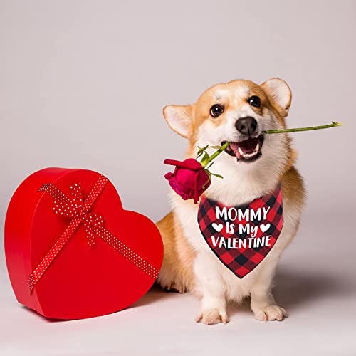 Valentine Holiday Dog Bandana, Cat Red Buffalo Bandana for Large Medium Small Pets Puppies (Large)