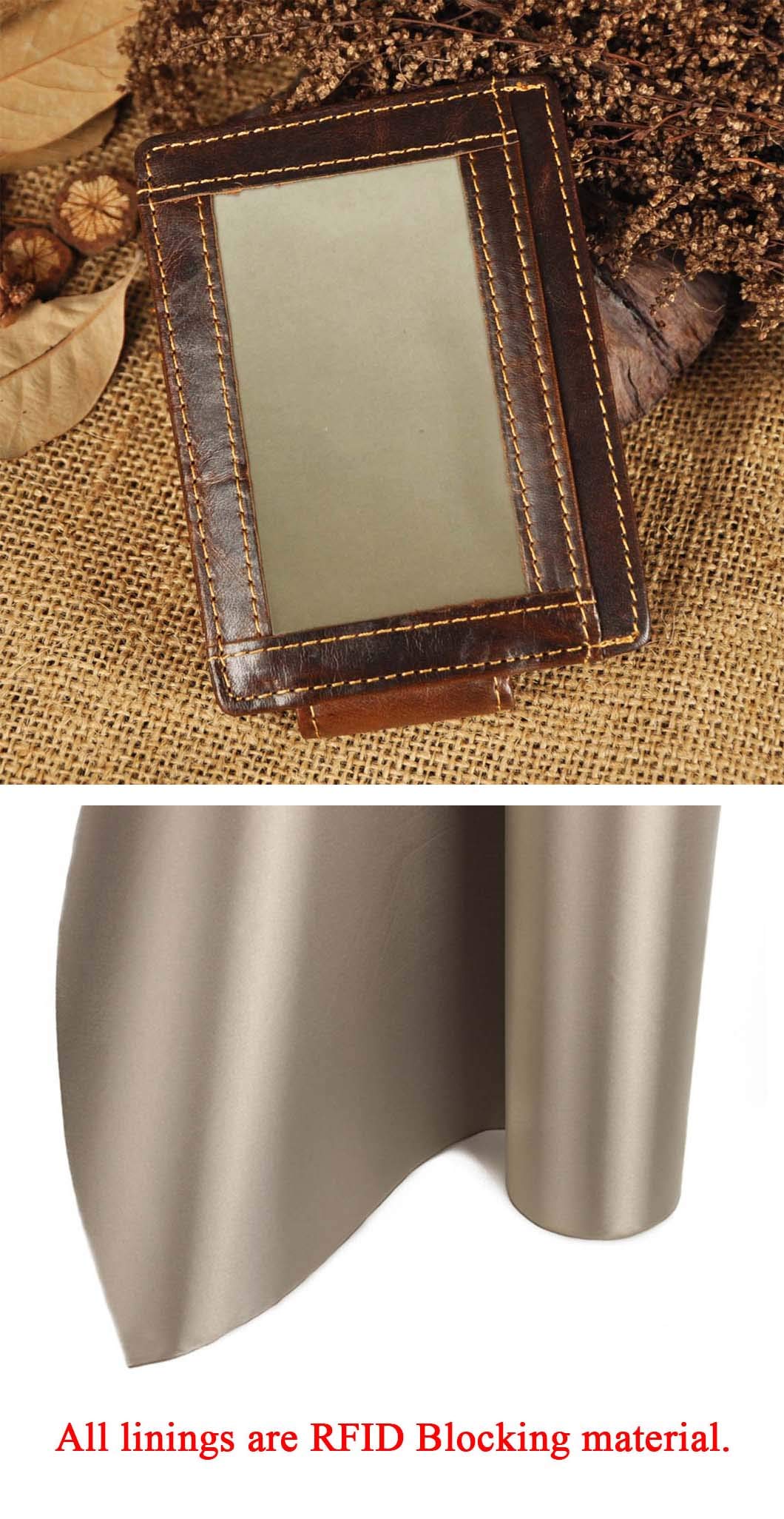 Le'aokuu Genuine Leather Magnet Money Clip Credit Card Case Holder Slim Handy Wallet (Light Brown 2)