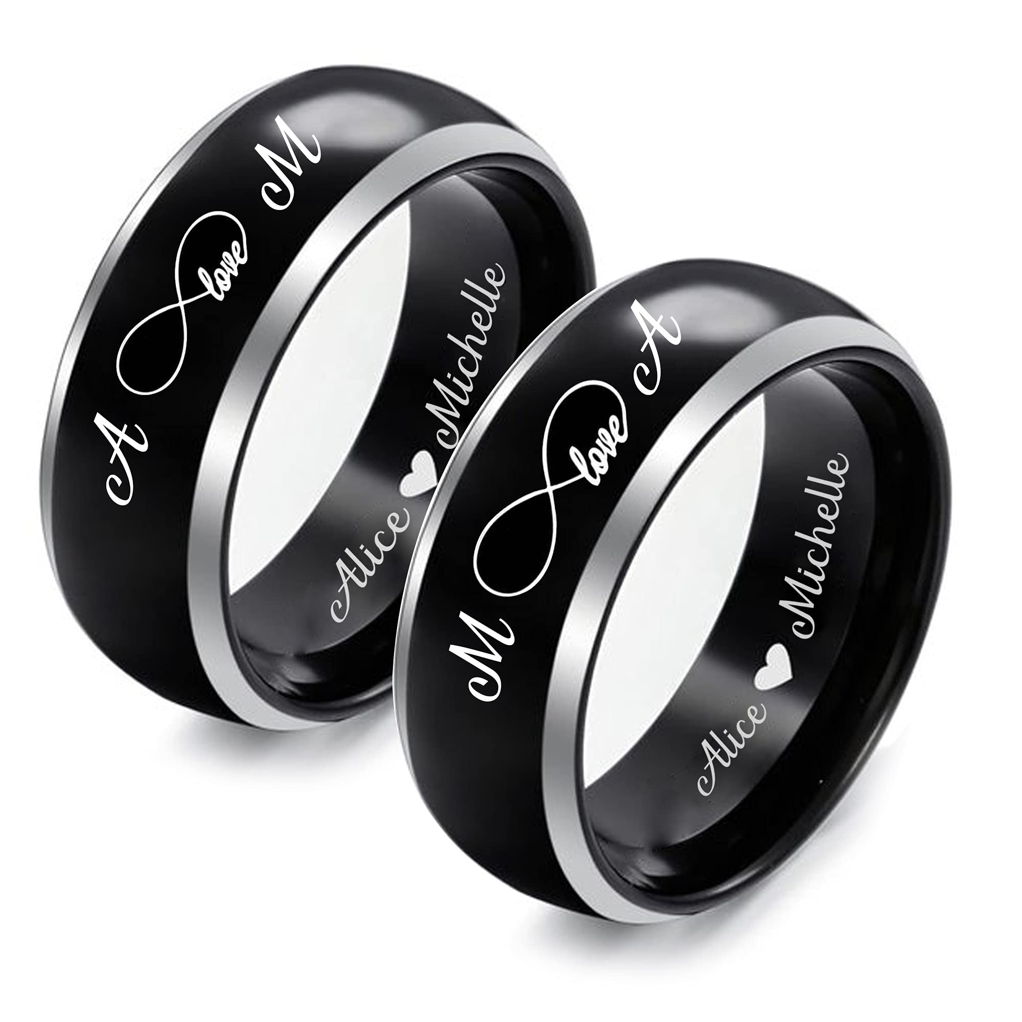 Personalized Promise Rings for Couples Infinity Love You Matching Rings for Couples Set Matching Wedding Engagement Bands for Him and Her Couples Rings Anniversary Birthday Gift for Him Her
