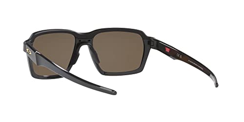 Oakley Men's OO4143 Parlay Rectangular Sunglasses, Carbon/Prizm 24K Polarized, 58 mm