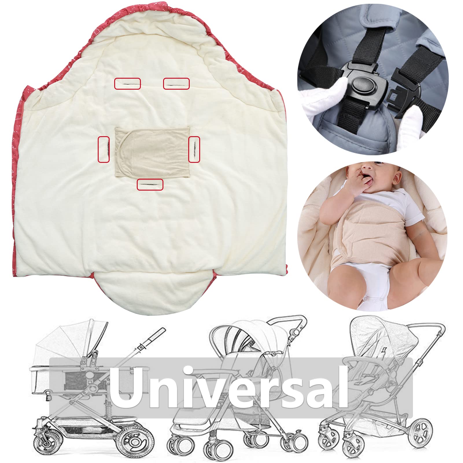 weallbuy Baby Bunting Bag for Strollers, Sleeping Bag with Pattern, 40 * 22.4 Inches Winter Footmuff for Toddler 0-36 Months (Constellation)