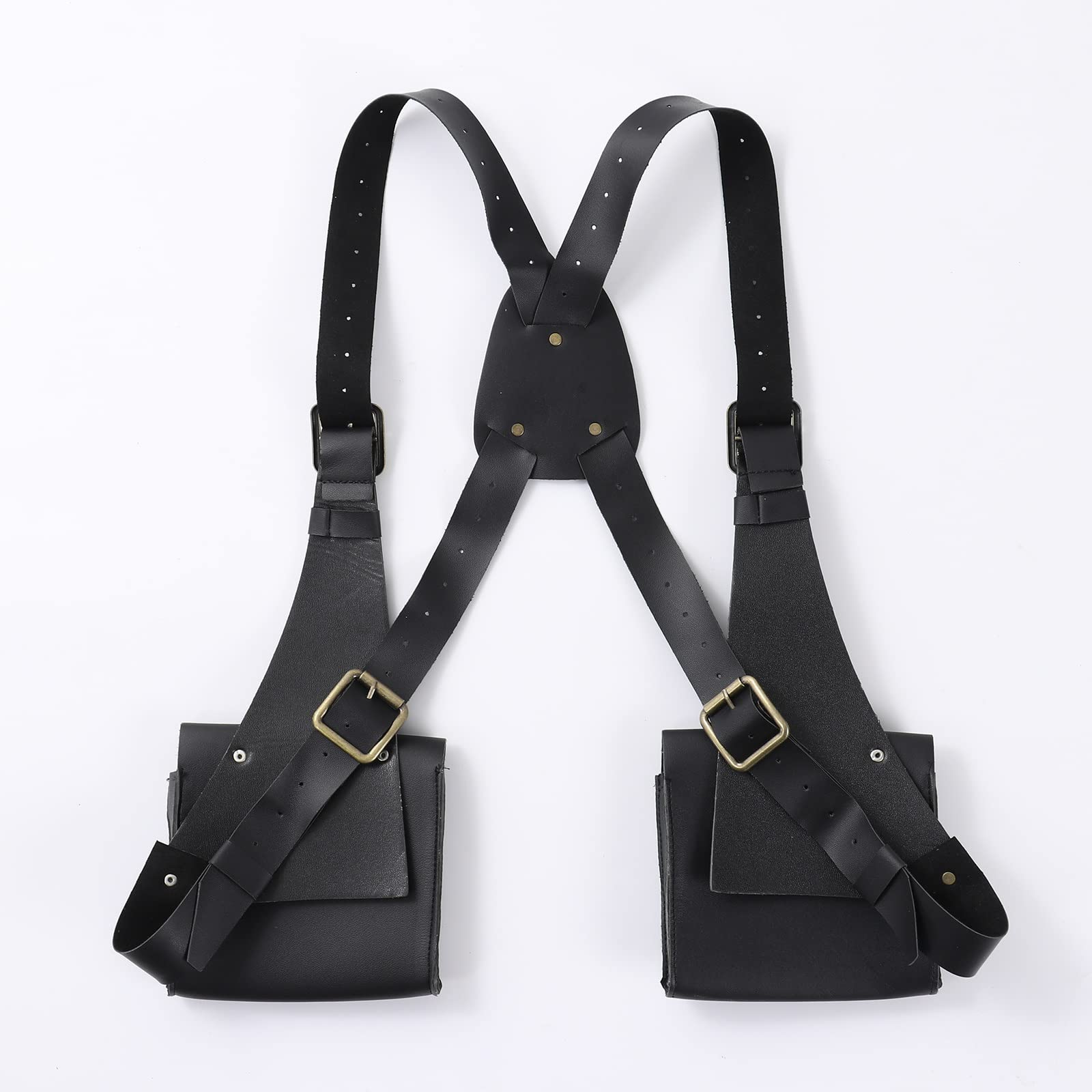 QEXTY Shoulder Holster Wallet Shoulder Holster Bag Men's Leather Anti-Theft Security Hide Holster Underarm Pocket Punk Backpack Phone Case Wallet (Color : Black, Size : One Size)