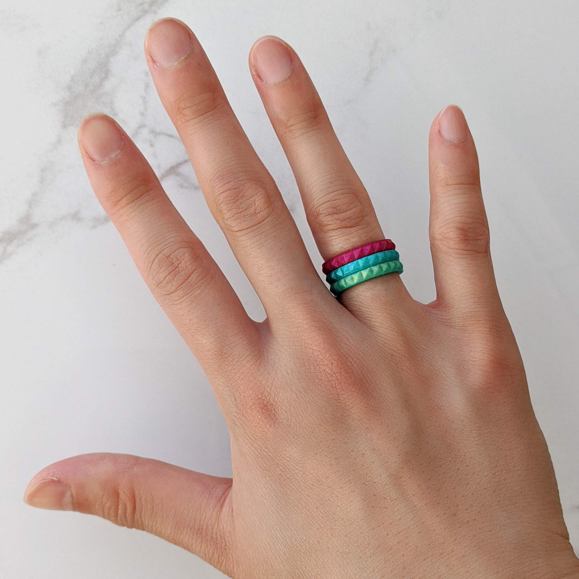 Knot Theory Tourmaline Pink Thin Stackable Silicone Ring - 2mm Slim Wedding Band Size 6