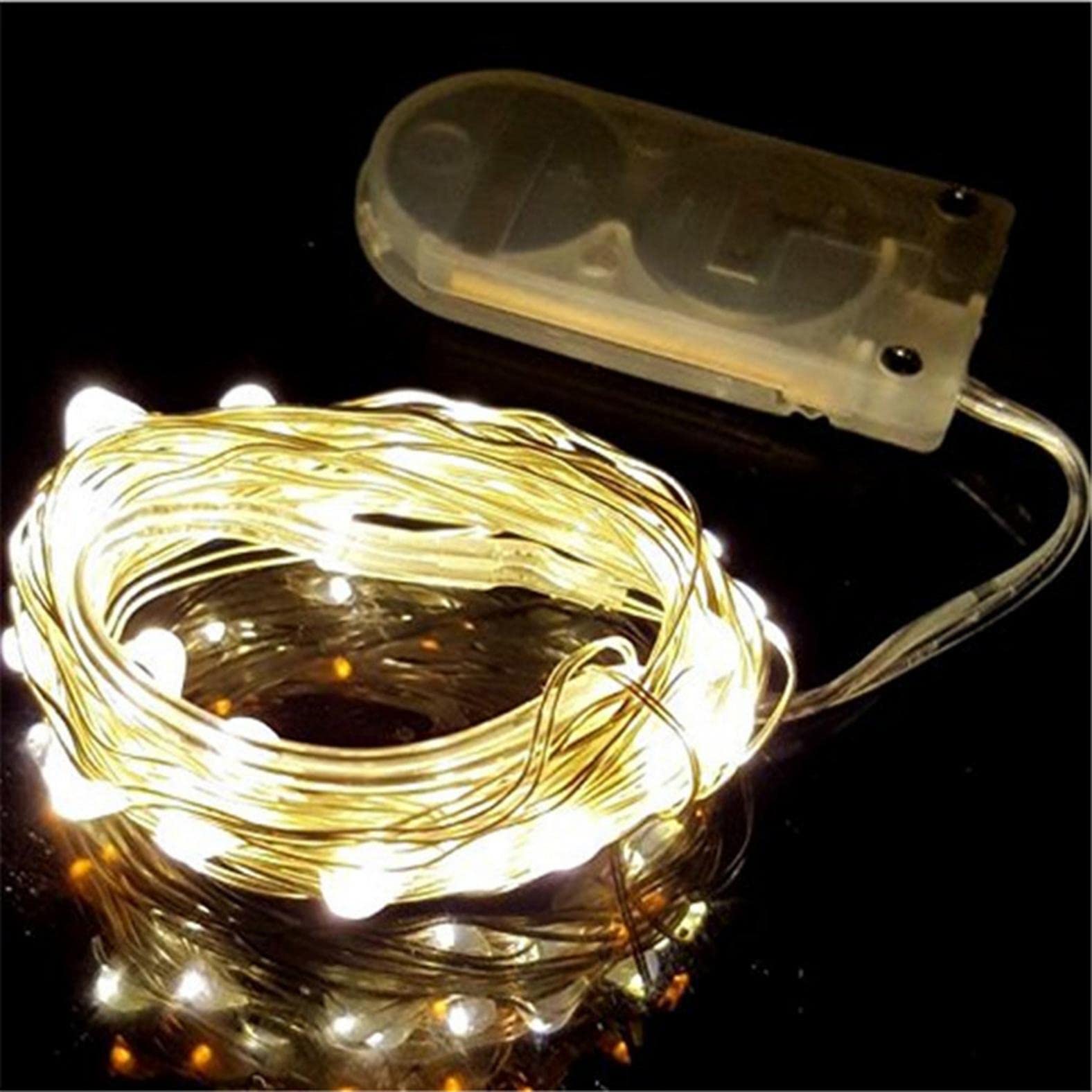 Led Fairy Lights Battery Operated, Twinkle Lights Battery Operated, Mini Copper Wire Firefly String Lights for DIY Home, Wedding, Holiday, Party, Christmas Decorations Warm White Battery Fairy Lights