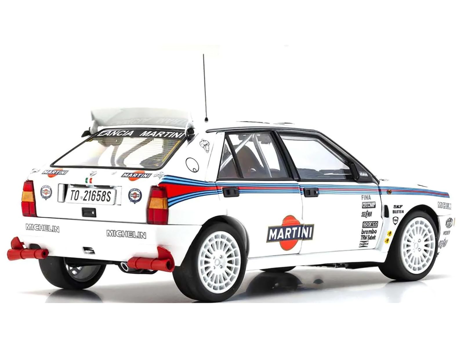 Lancia Delta HF Integrale Evoluzione Test Car White Martini Racing 1/18 Diecast Model Car by Kyosho K08348G