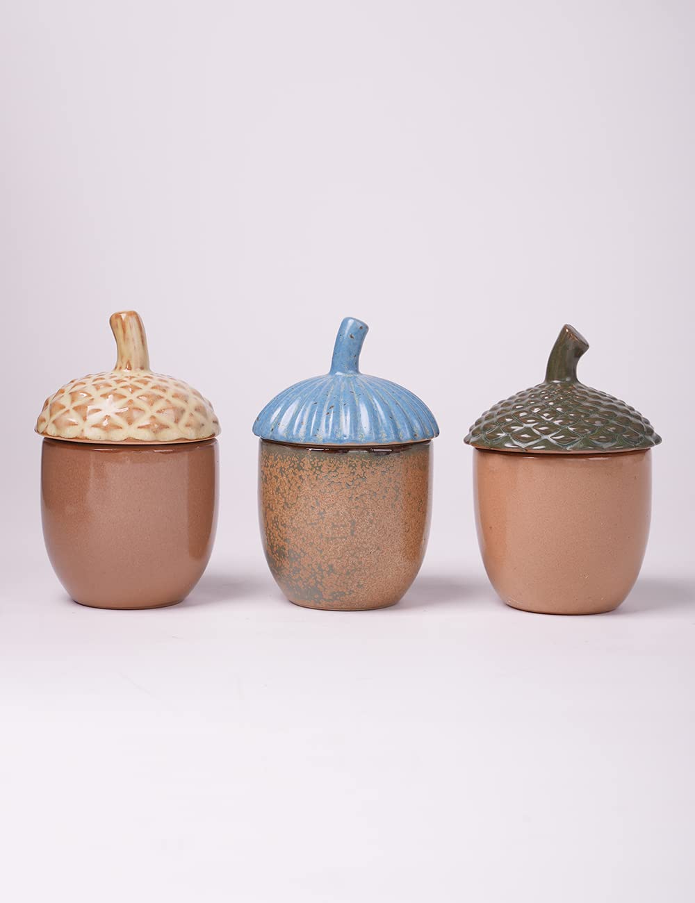 NENBOLEC 3pcs Cookie Jar Candy Dish Snack Tray Pinecone Gifts Sculpture Modern Decor Statue Table Centerpiece Crafts Ceramic Figurine Arts 4.7 inch