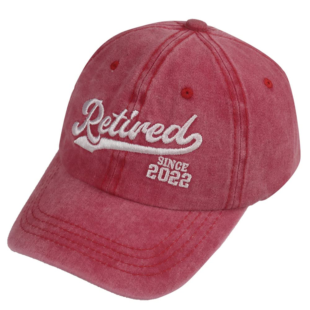 OASCUVER Retired Since 2022 Hat, Adjustable Cotton Baseball Cap Distressed Washed for Retirees Men Women