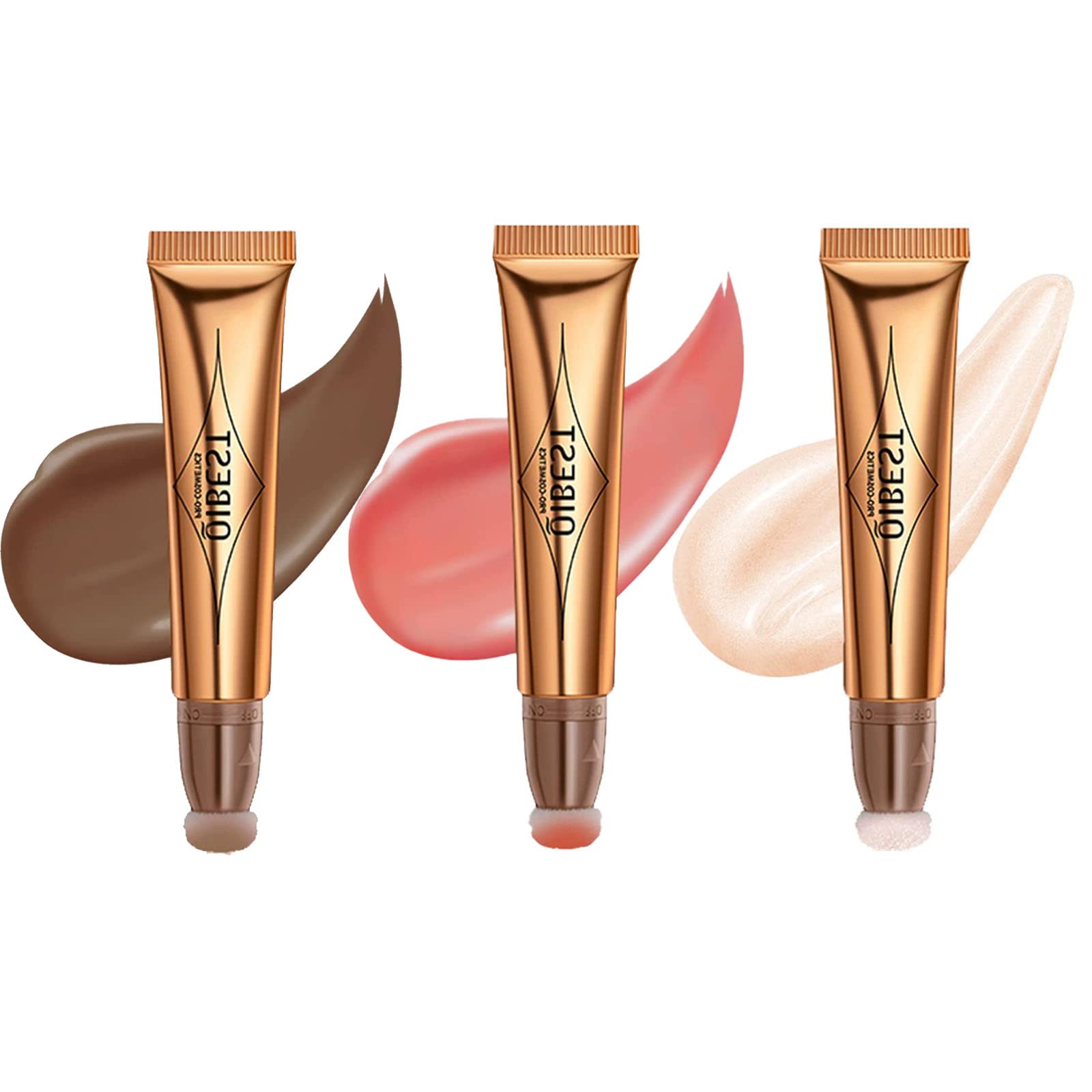 Liquid Contour Beauty Wand, Silky Liquid Face Concealer Stick with Cushion Applicator, Long-lasting Natural Matte Finish, Blendable Waterproof Body Face Contour Makeup (01+02+04)
