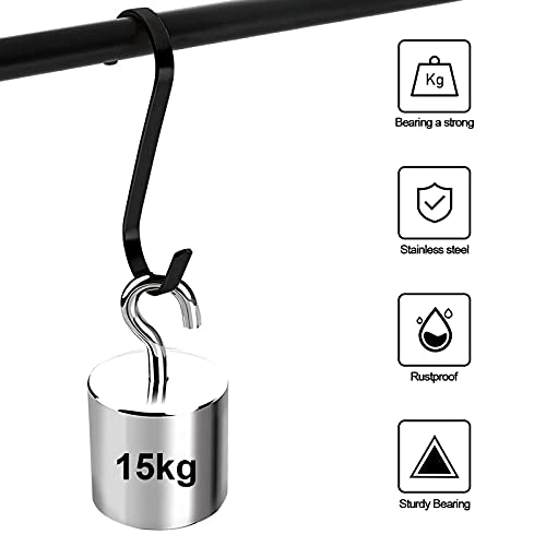 WEYEEN 10PCS Black S Hooks 4.3 inch,Heavy Duty S Hooks for Hanging Plants Outdoor Kitchenware Pan Pots Utensils Closet Clothes Bags Towels Kitchen Hooks Hanger