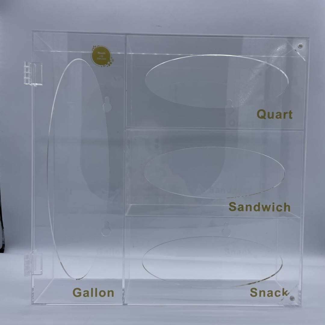 Plastic Bag Holder for Kitchen Organization – Storage Bags Acrylic Organizers Quart, Gallon, Snack, Sandwich Clear Wall Organizer Food Easy Refill System(clear), 11.8 x 11.8 3.03 inches