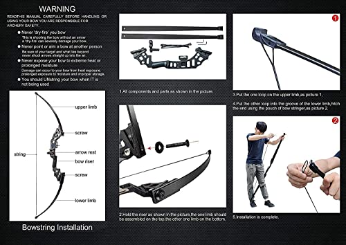 Monleap Archery 51" Takedown Recurve Bow and Arrows Set for Adults Metal Riser Longbow Kit Right Hand Straight Bow for Beginner Hunting Shooting Practice 30 40 50lb (50lb, Black)