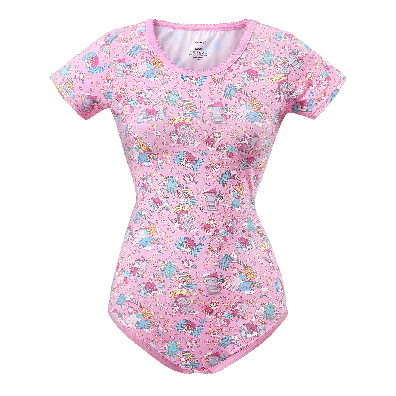 Littleforbig Cotton Romper Onesie Pajamas Bodysuit - Unicorn Dreams S